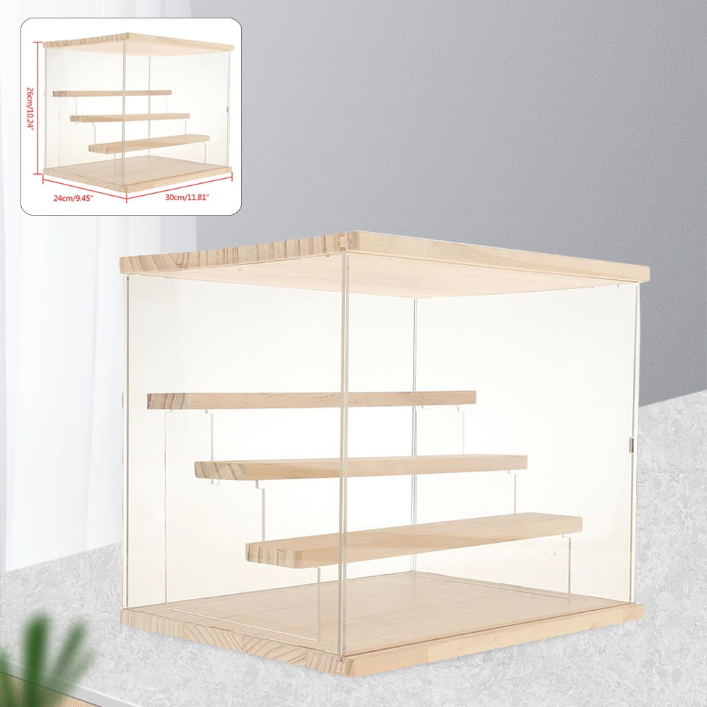 Dwellnix Clear Display Case with Solid Wood and Pine Wood Layers for ...
