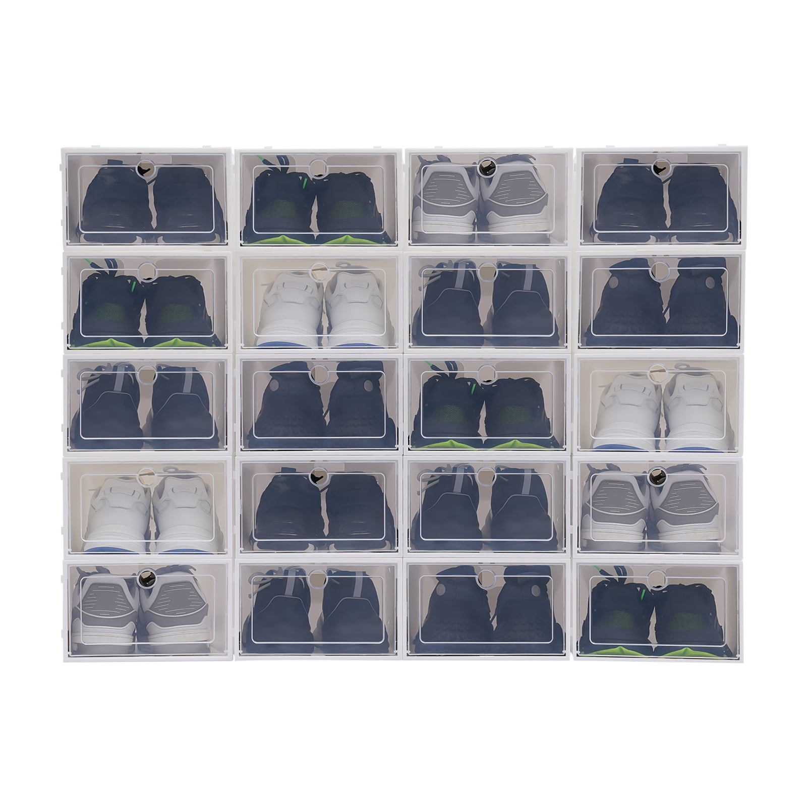 Dwellnix Clear Plastic Shoe Boxes Stackable & Foldable - Transparent ...