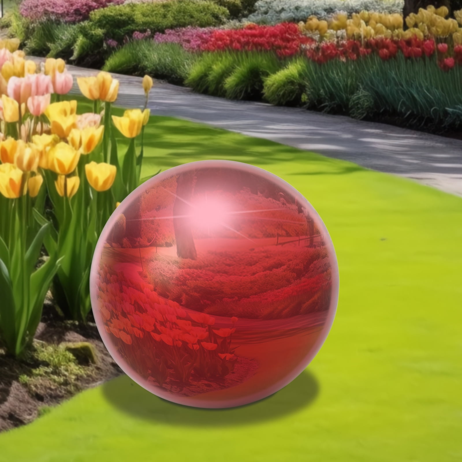 Dwellnix Compact and Lightweight 10-inch Gazing Ball with Red Mirror ...