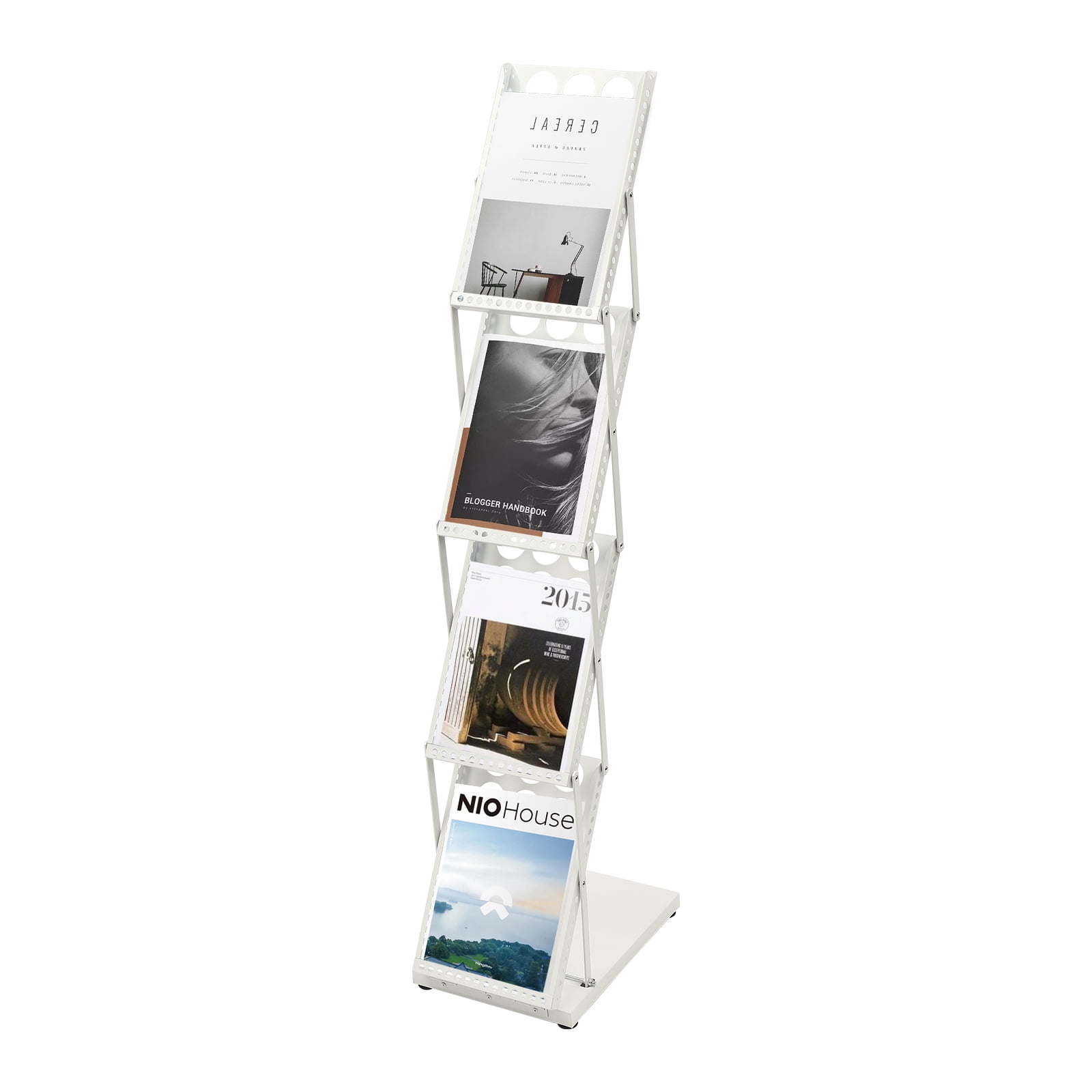 Dwellnix Display Stand&Foldable Magazine Rack with 4 Pockets for ...