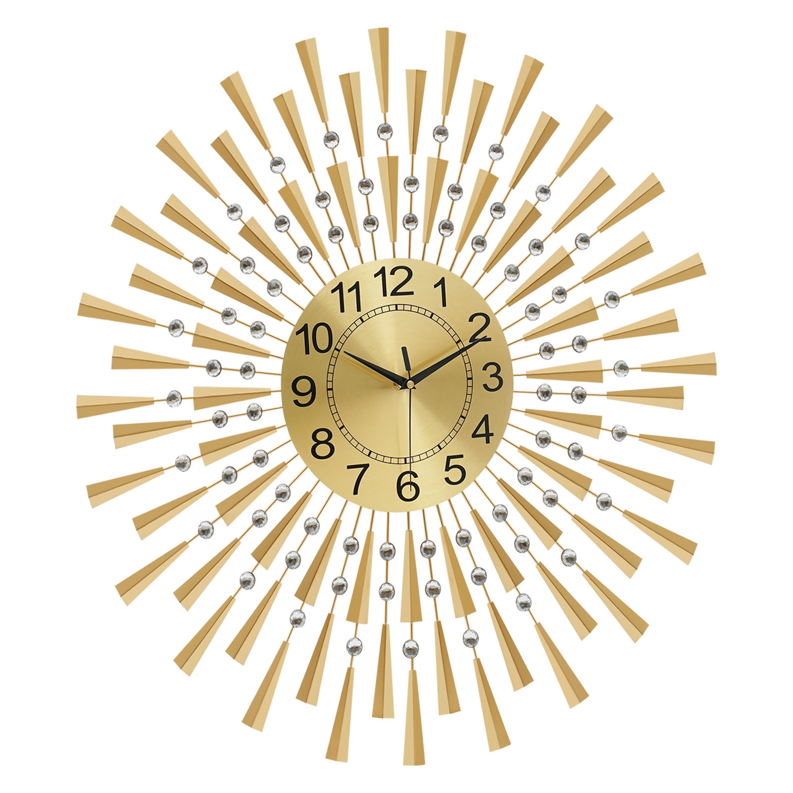 Dwellnix Elegant Gold Art Deco Wall Clock with Silent Scan Movement ...