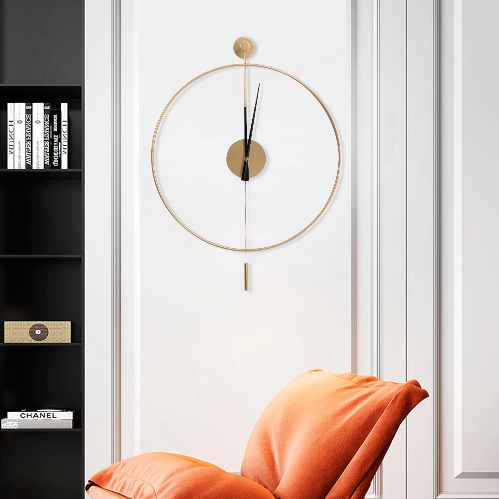 Dwellnix Elegant Gold Metal Wall Clock, Silent Quartz Movement ...