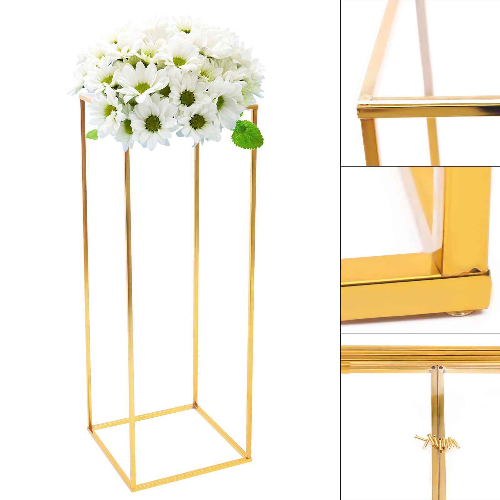 Dwellnix Elegant Wedding Flower Stand, Gold Metal Floor Stand with ...