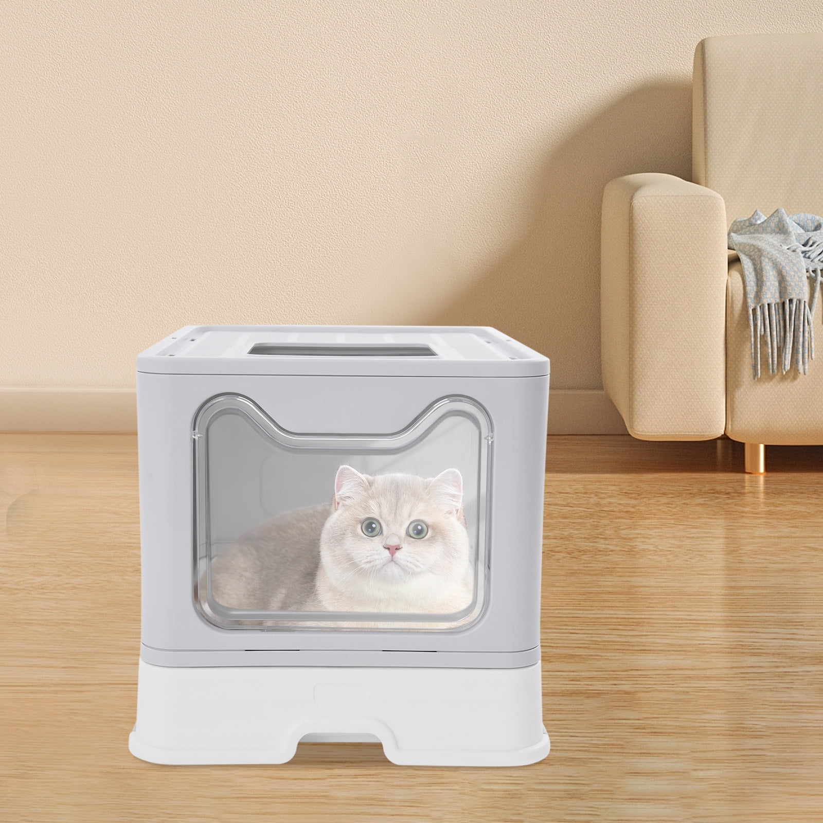 Dwellnix Enclosed Cat Litter Box With Separate Entry Exit Design ...