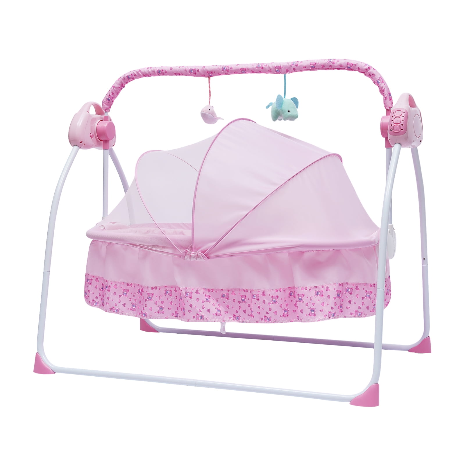 Dwellnix Foldable Electric Baby Swing, Remote-Controlled Cradle with 5 ...
