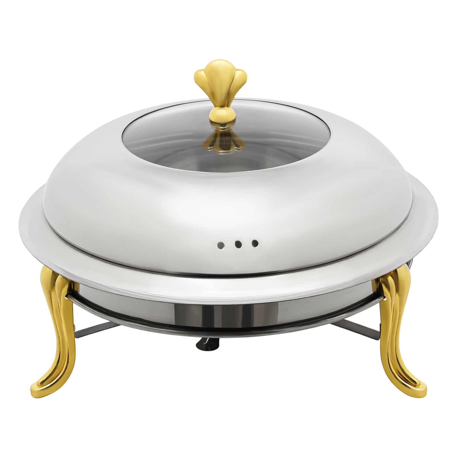 Dwellnix Gold Chafing Dish with Alcohol Burner & Lid, Round Stainless ...