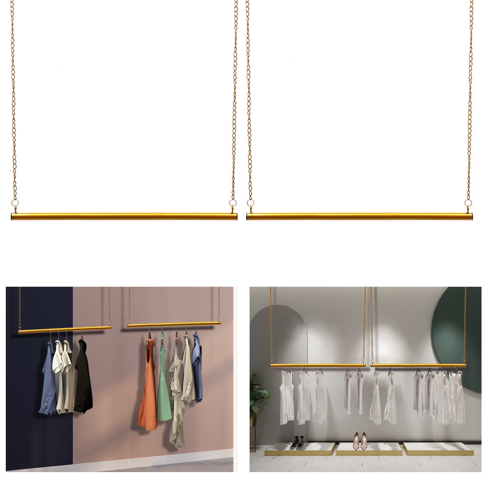 Dwellnix Golden Hanging Clothing Rack - Adjustable Ceiling-Mounted ...