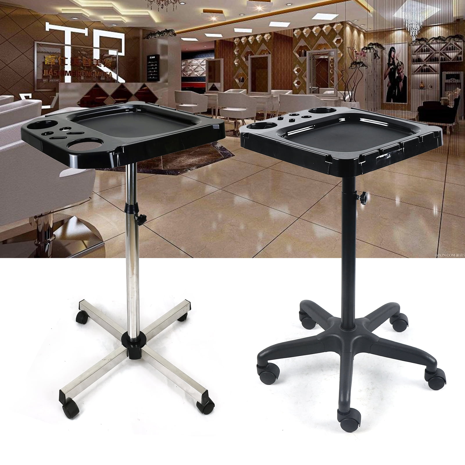 Dwellnix Heavy-Duty Salon Trolley with Adjustable Height, Large Storage ...