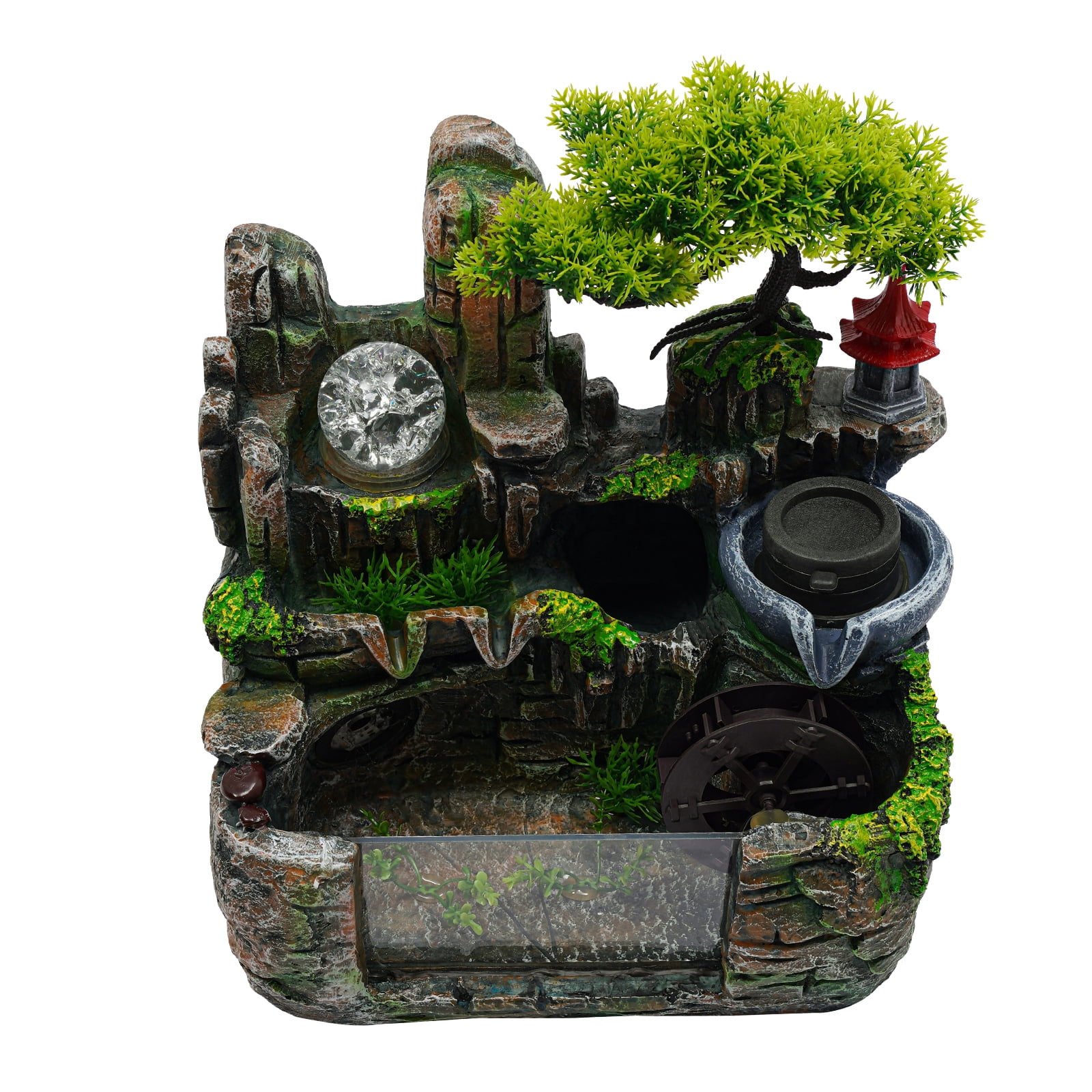 Dwellnix Indoor Relaxation Desktop Fountain Waterfall, Landscape Model ...