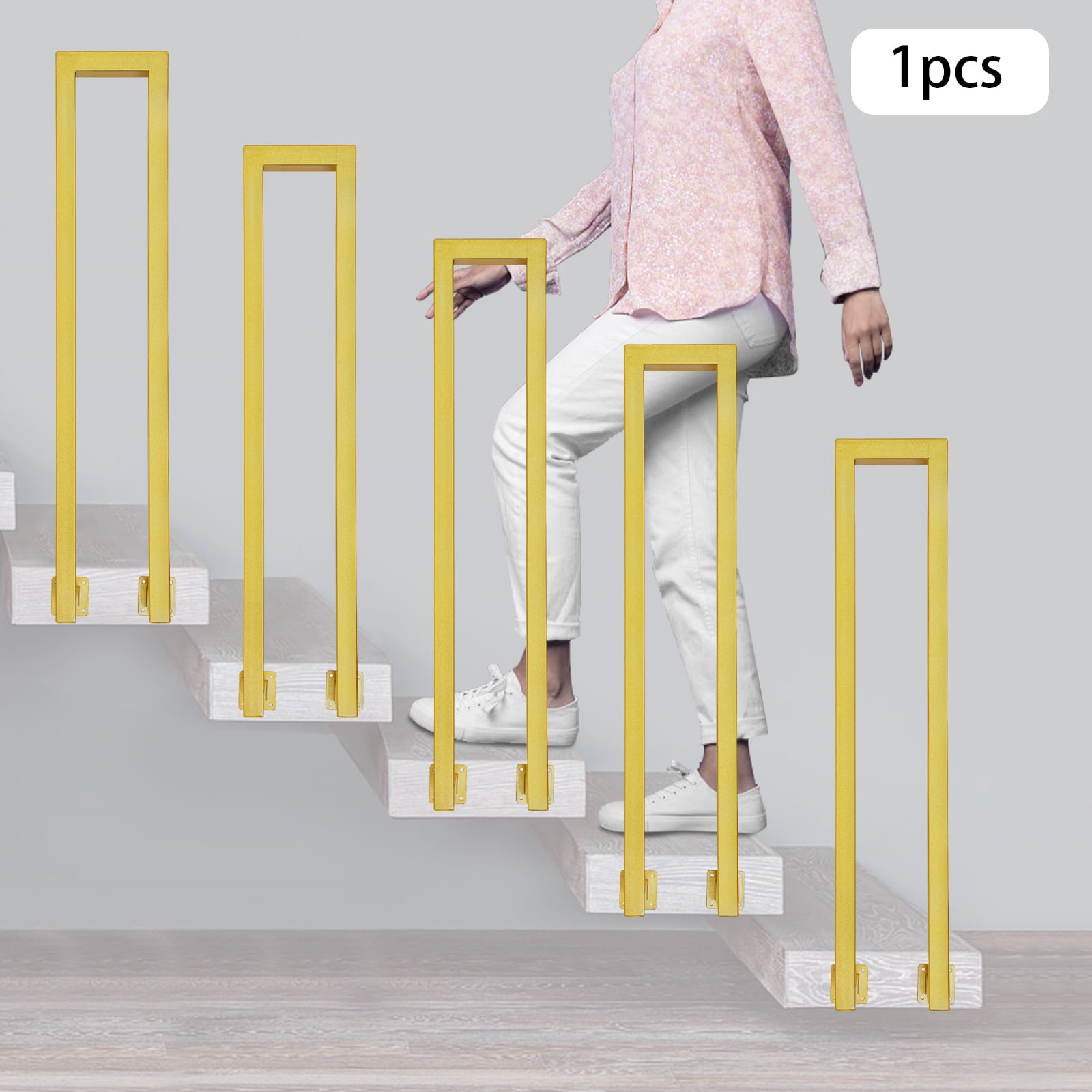 Dwellnix Iron Stair Handrail with High Load Capacity, N-Shaped Design ...