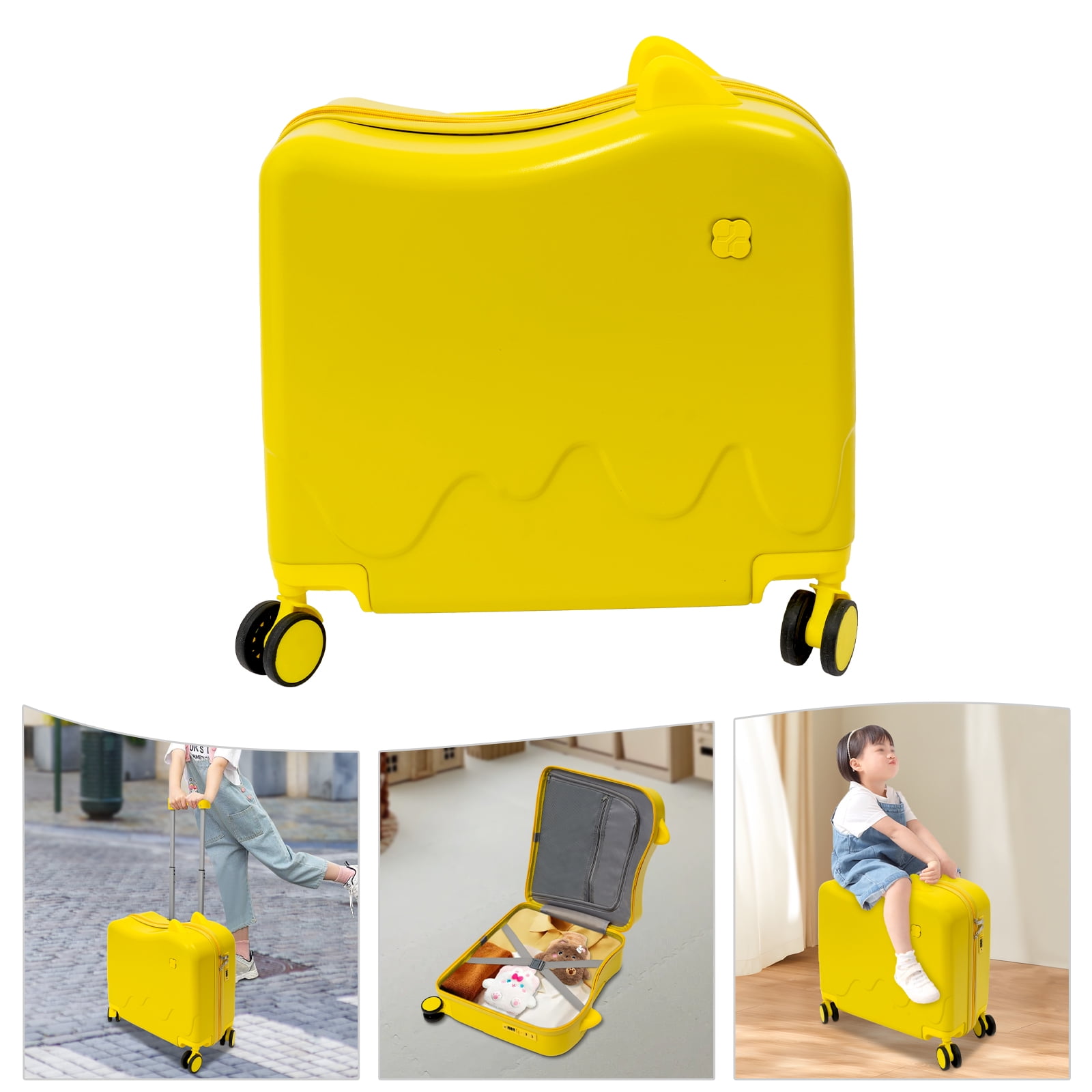 Dwellnix Kids Ride-On Suitcase, 18-Inch Lemon Yellow Children’s Luggage ...