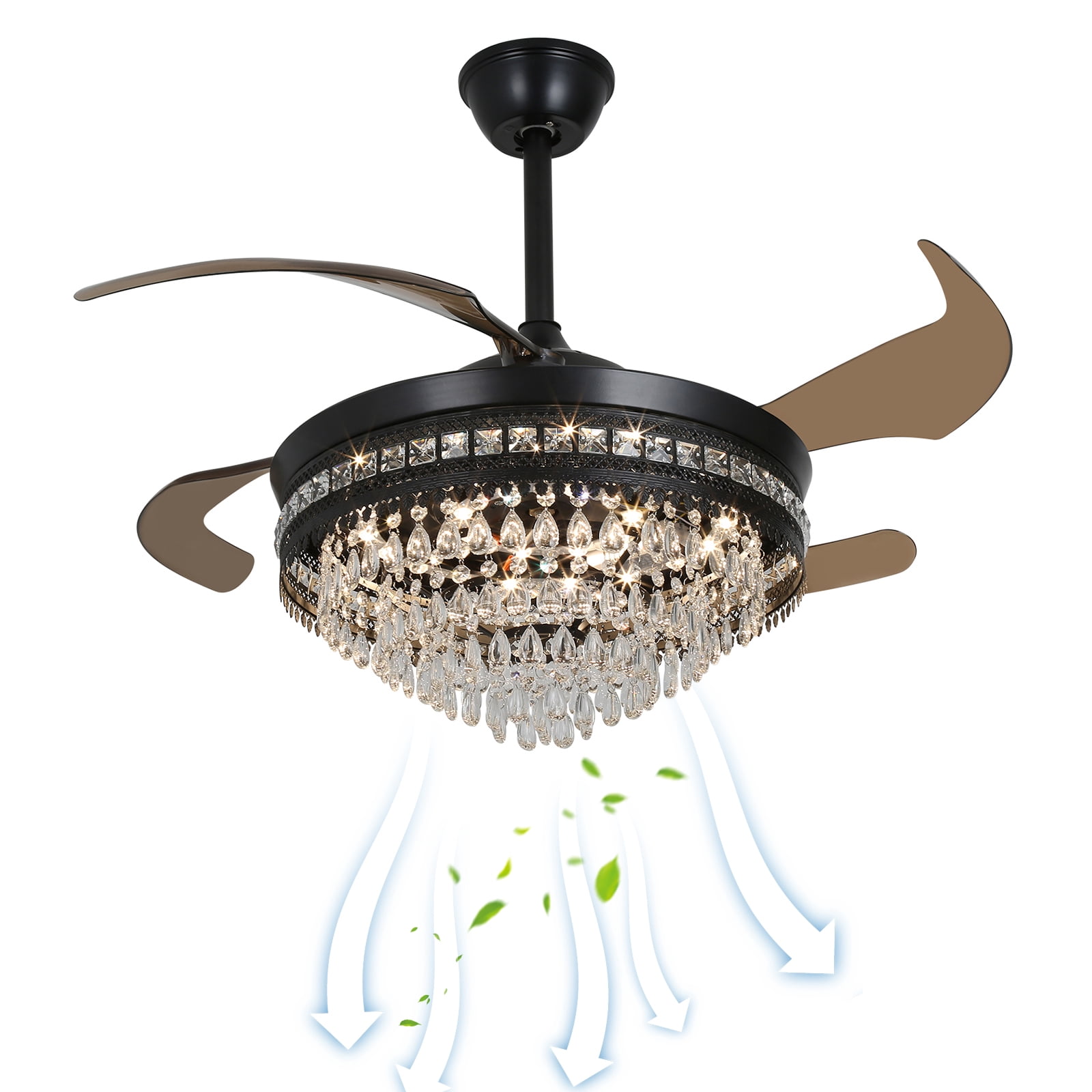 Dwellnix LED Ceiling Fan Light with 6-Speed Wind, Reversible Function ...