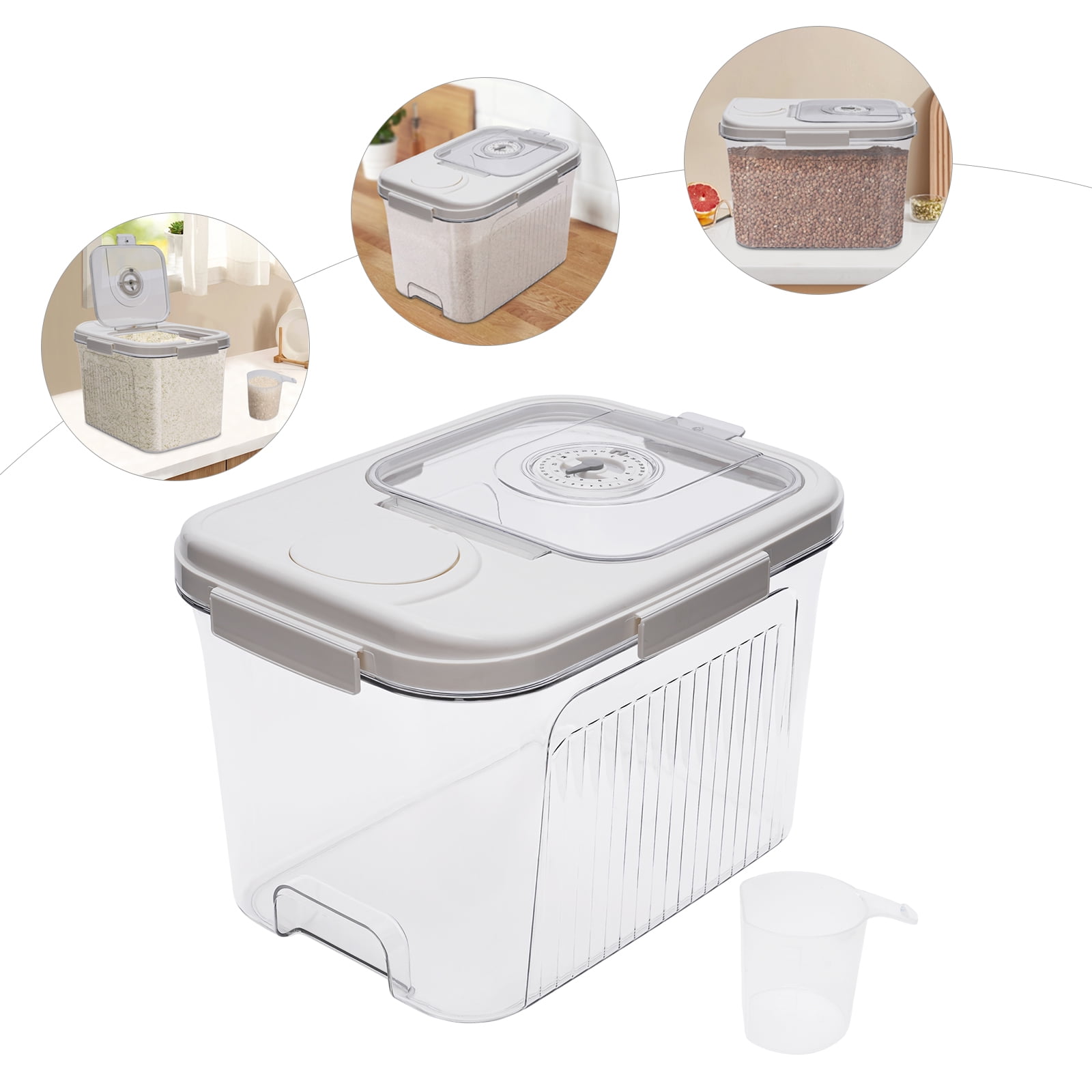 Dwellnix Large Rice Storage Container with Timer, Airtight White Rice ...
