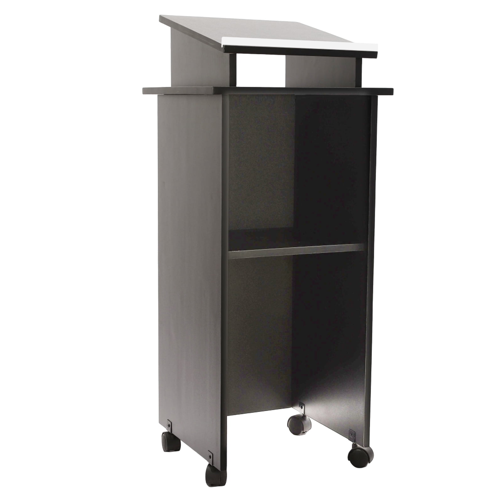 Dwellnix Mobile Lectern Stand with Storage Platform, Adjustable Rolling ...