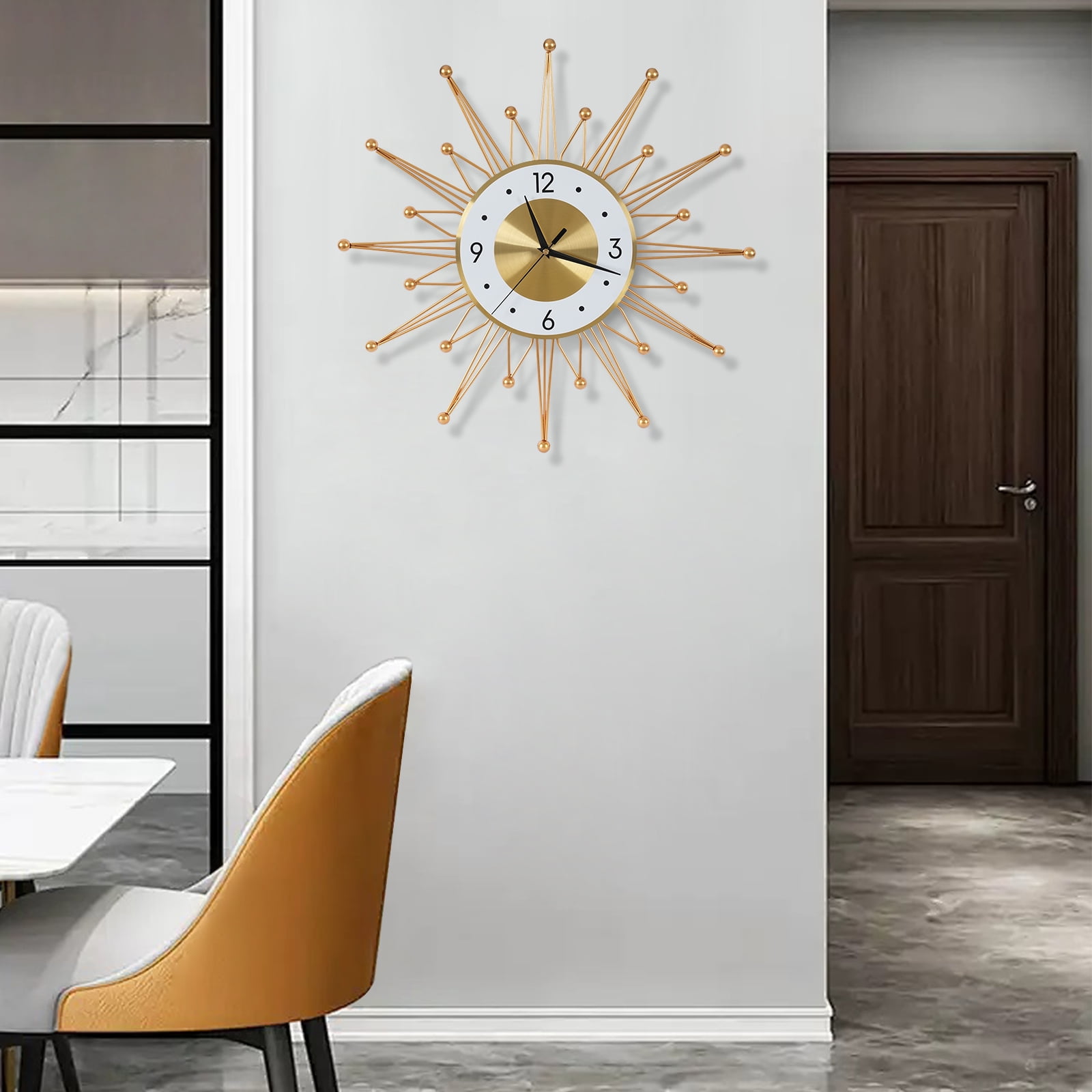 Dwellnix Modern Gold Wall Clock, Silent 50cm Round Clock with Roman ...