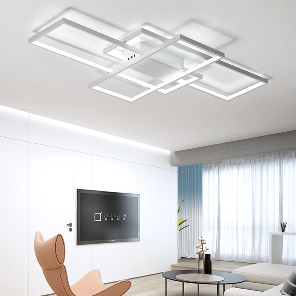 Dwellnix Modern LED Ceiling Light Acrylic White Rectangular Ceiling ...