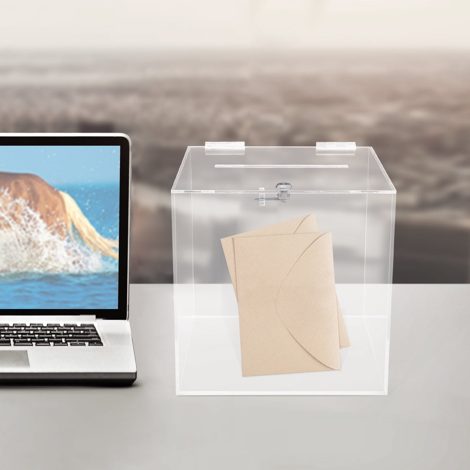 Dwellnix New 12 x12 x12 Acrylic Donation Ballot Box Lock Clear Storage ...