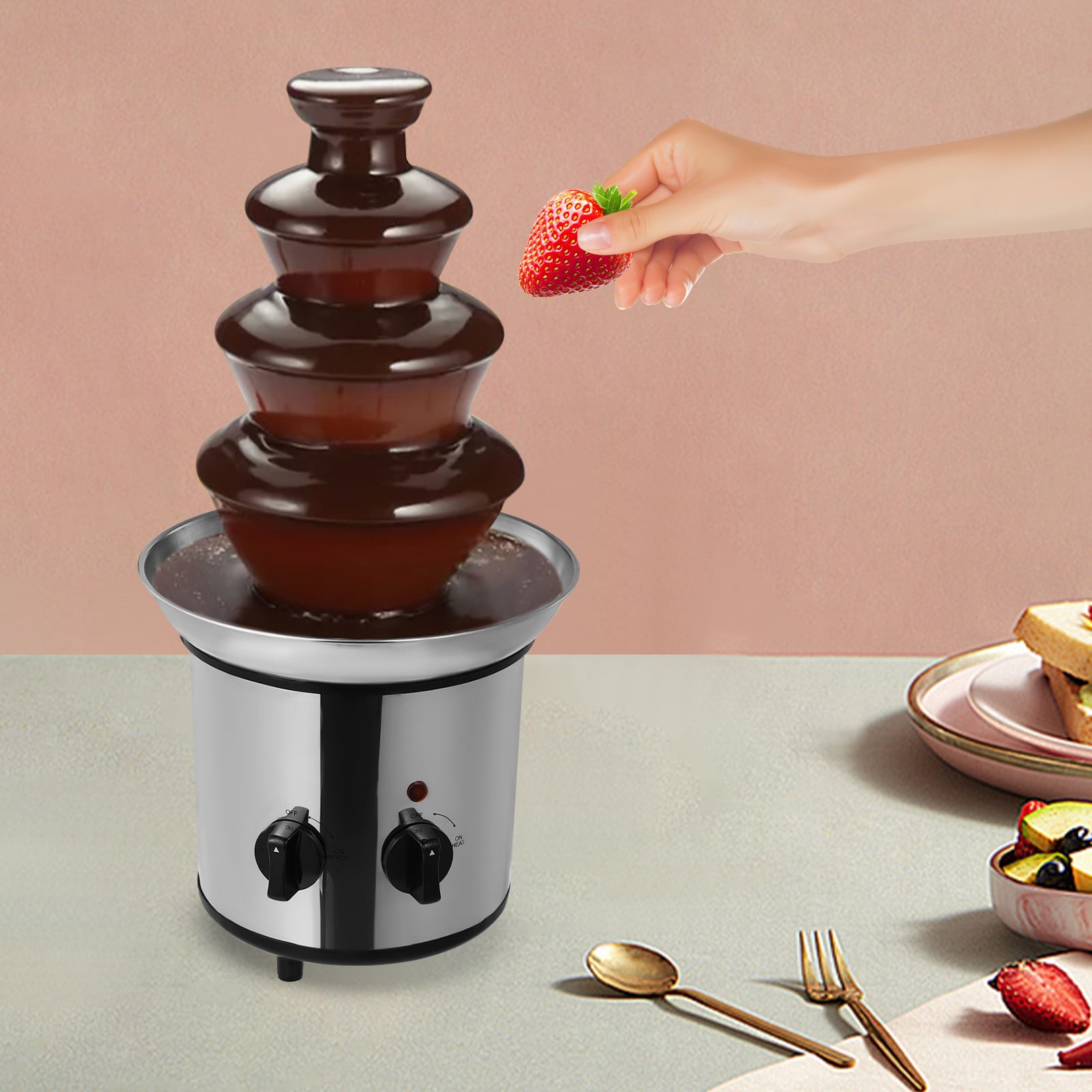 Dwellnix New 4 Tier Stainless Steel Chocolate Fountain Machine ...