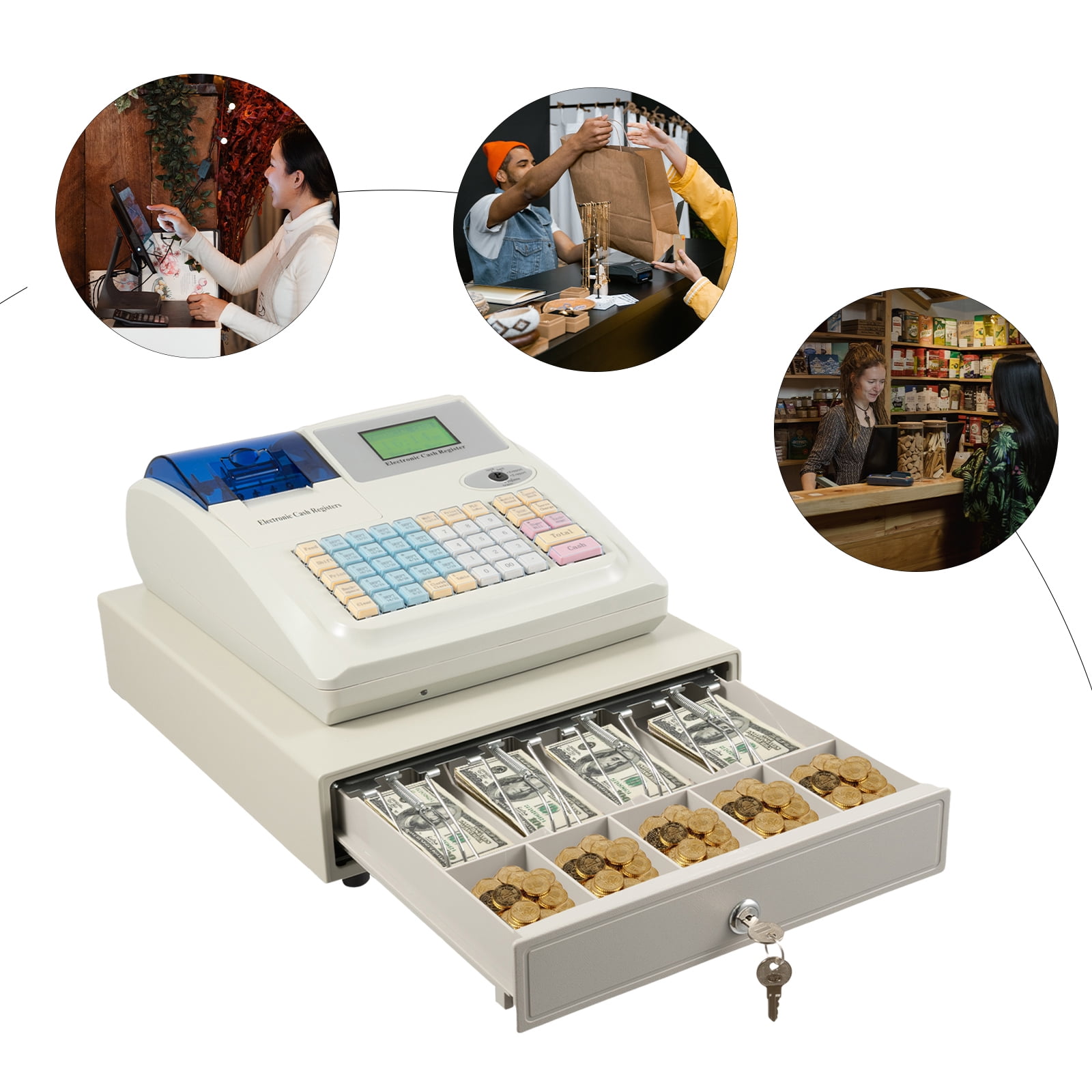 Dwellnix POS Cash Register With Automatic Pop-Up Drawer & USB RS232 ...