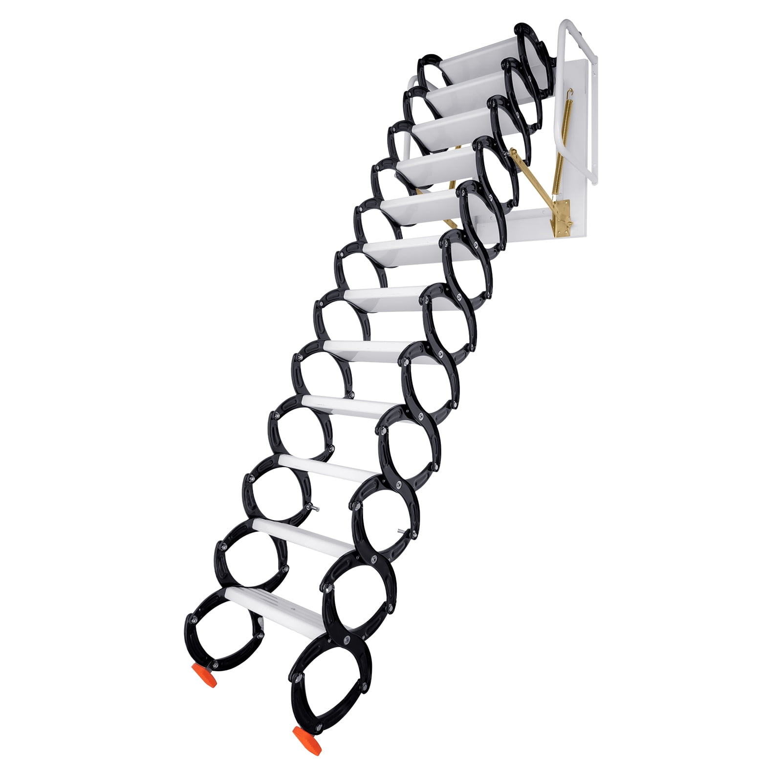 Dwellnix Retractable Folding Attic Ladder with 12 Steps, Wall-Mounted ...