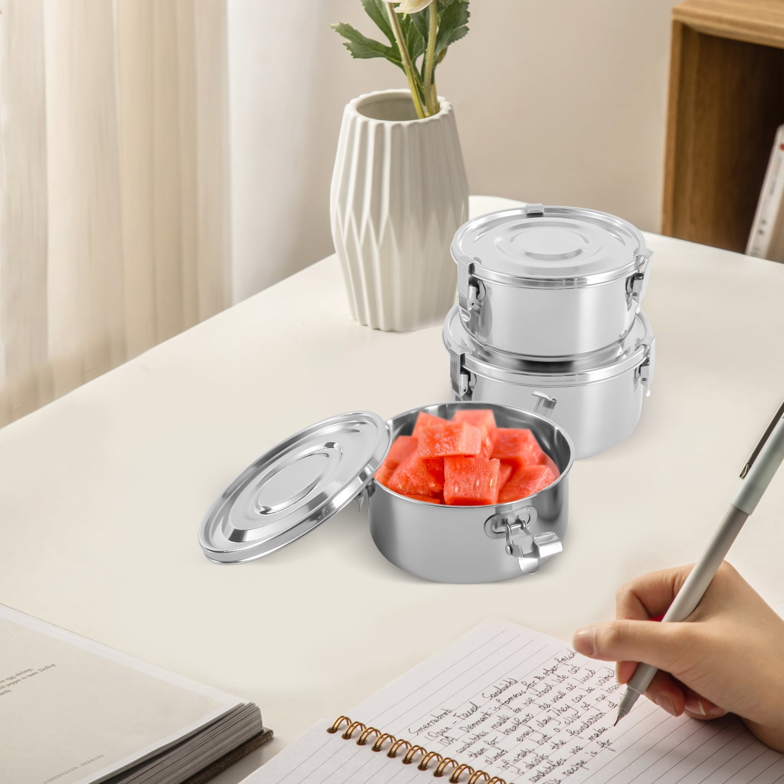 Dwellnix Reusable Food Storage Containers, Stainless Steel Set of 3 ...