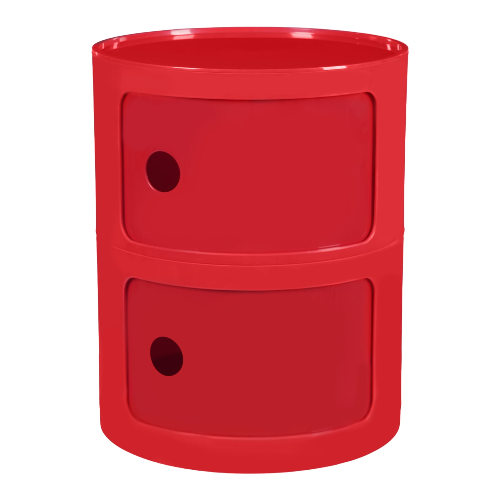 Dwellnix Round Bedside Table with 3-Tier Storage, Elevated Edges, and ...