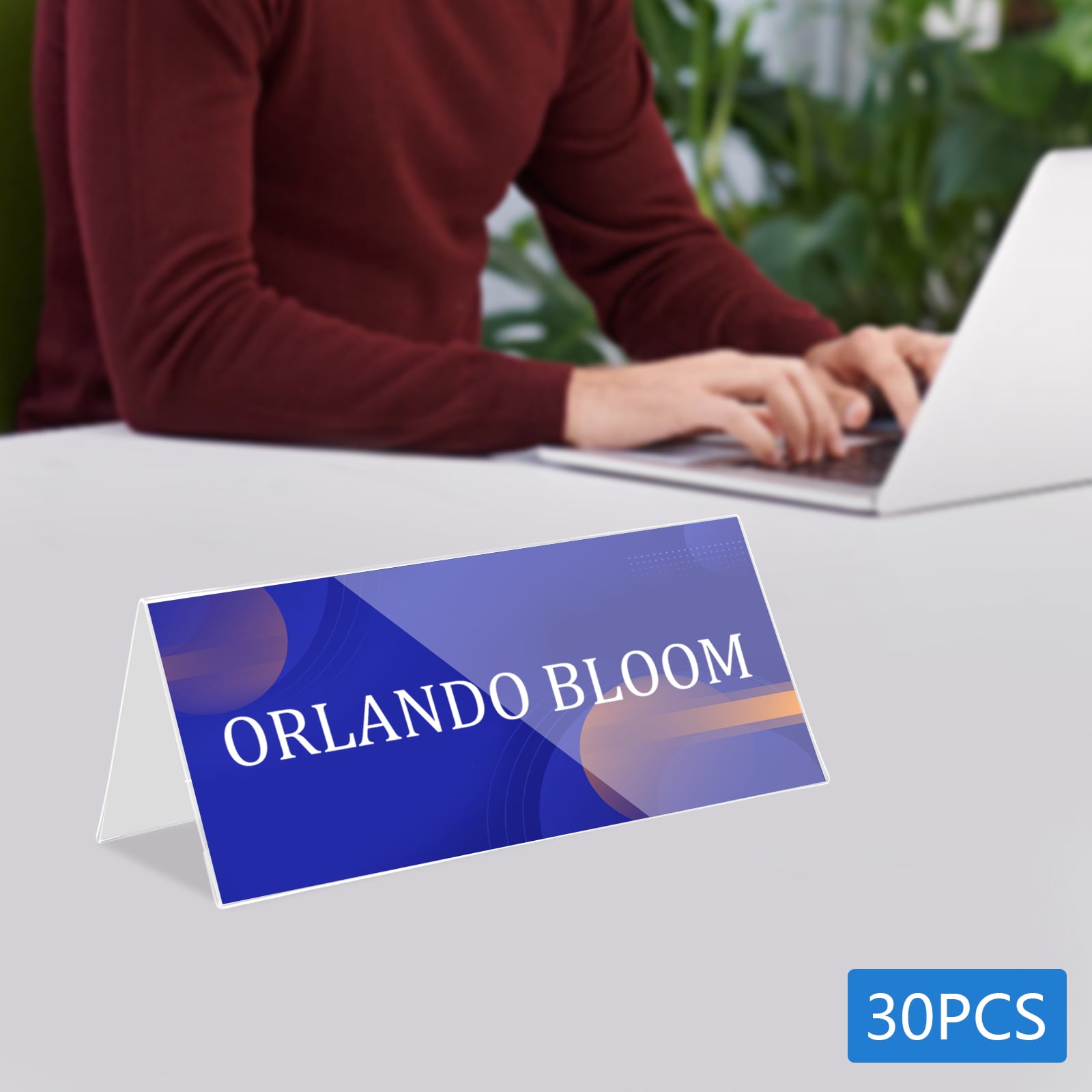 Dwellnix Set of 30 Clear Acrylic Name Tent Cards, Double-Sided V-Shaped ...