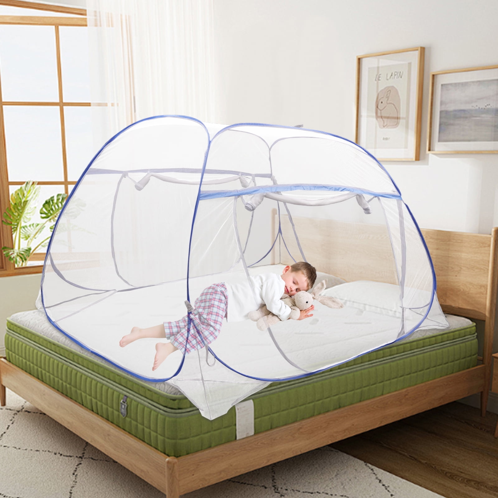 Dwellnix Single Door Foldable Mosquito Net Zipper Netting Tent Pop Up