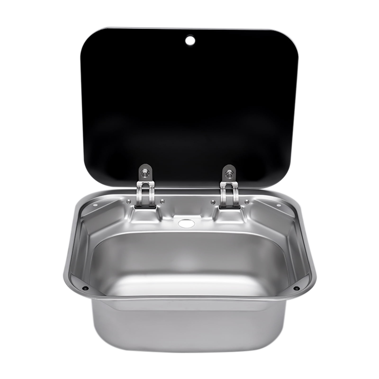 Dwellnix Small RV Sink with Tempered Glass Flip Lid & 360° Rotating ...