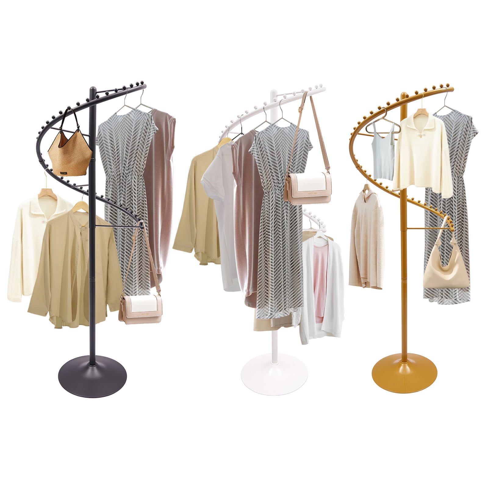 Dwellnix Spiral Rotating Clothing Rack, 360° Adjustable Garment ...