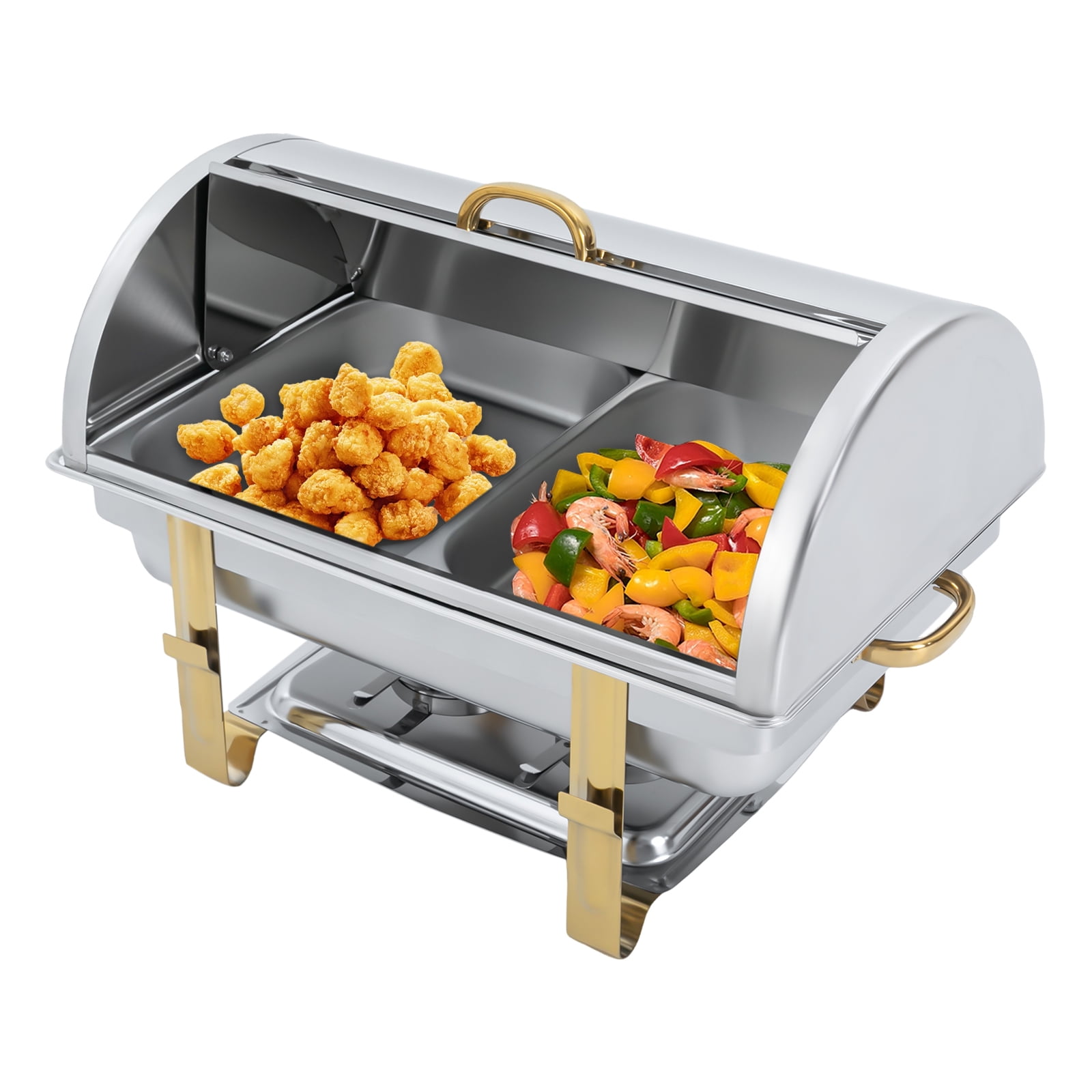 Dwellnix Square Chafing Dish, Double Compartment Buffet Server with ...