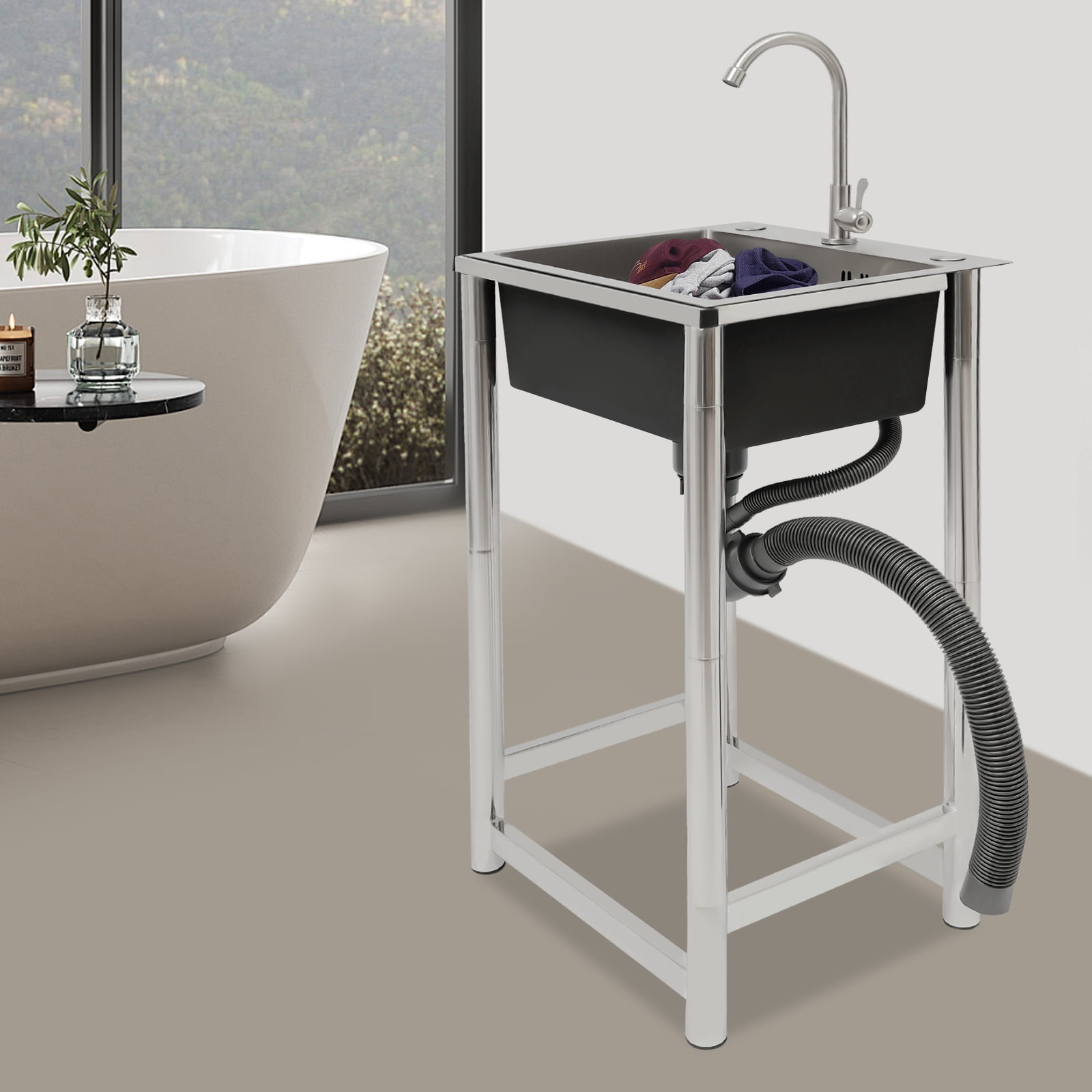 Dwellnix Stainless Steel Commercial 1 Compartment Sink Restaurant ...