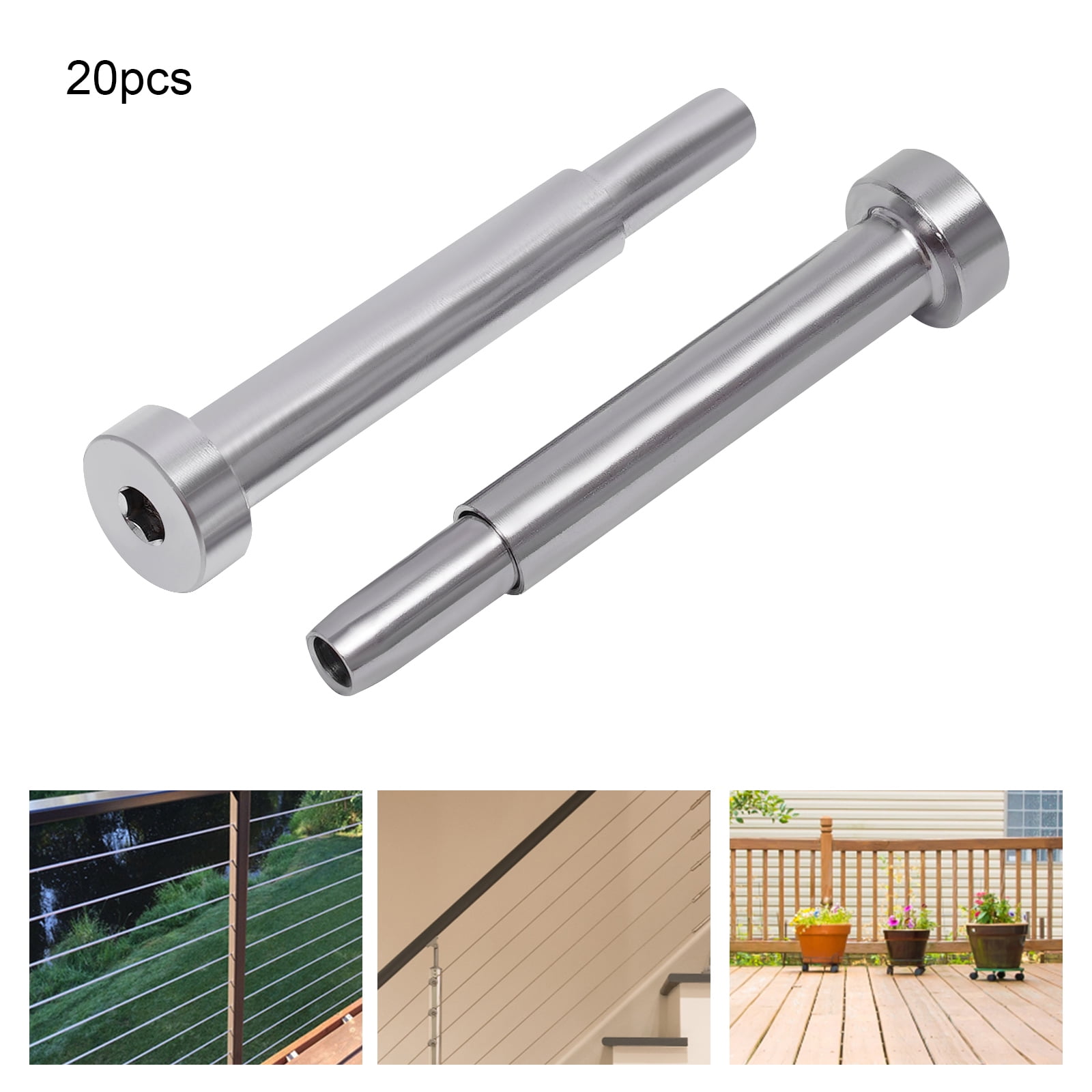 Dwellnix Stainless Steel Invisible Receiver Swage Stud End Silver 3 16 ...