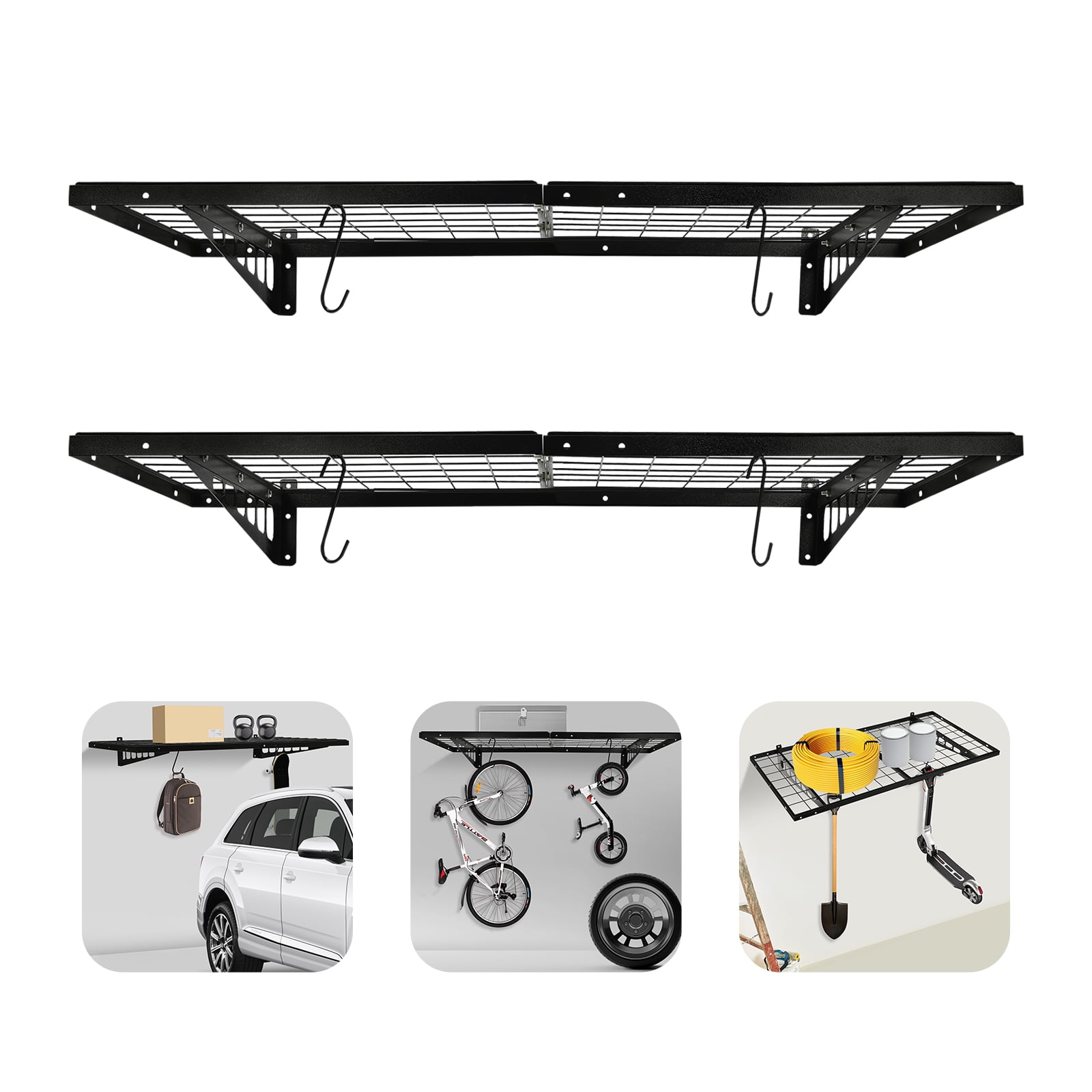 Dwellnix Steel Garage Wall Shelving with Hooks, Heavy-Duty, Adjustable ...