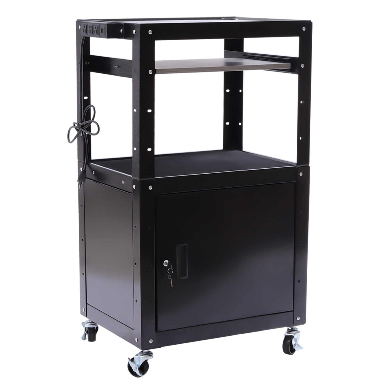 Dwellnix Steel Large AV Cart Extra Storage Adjustable Height Cart w ...