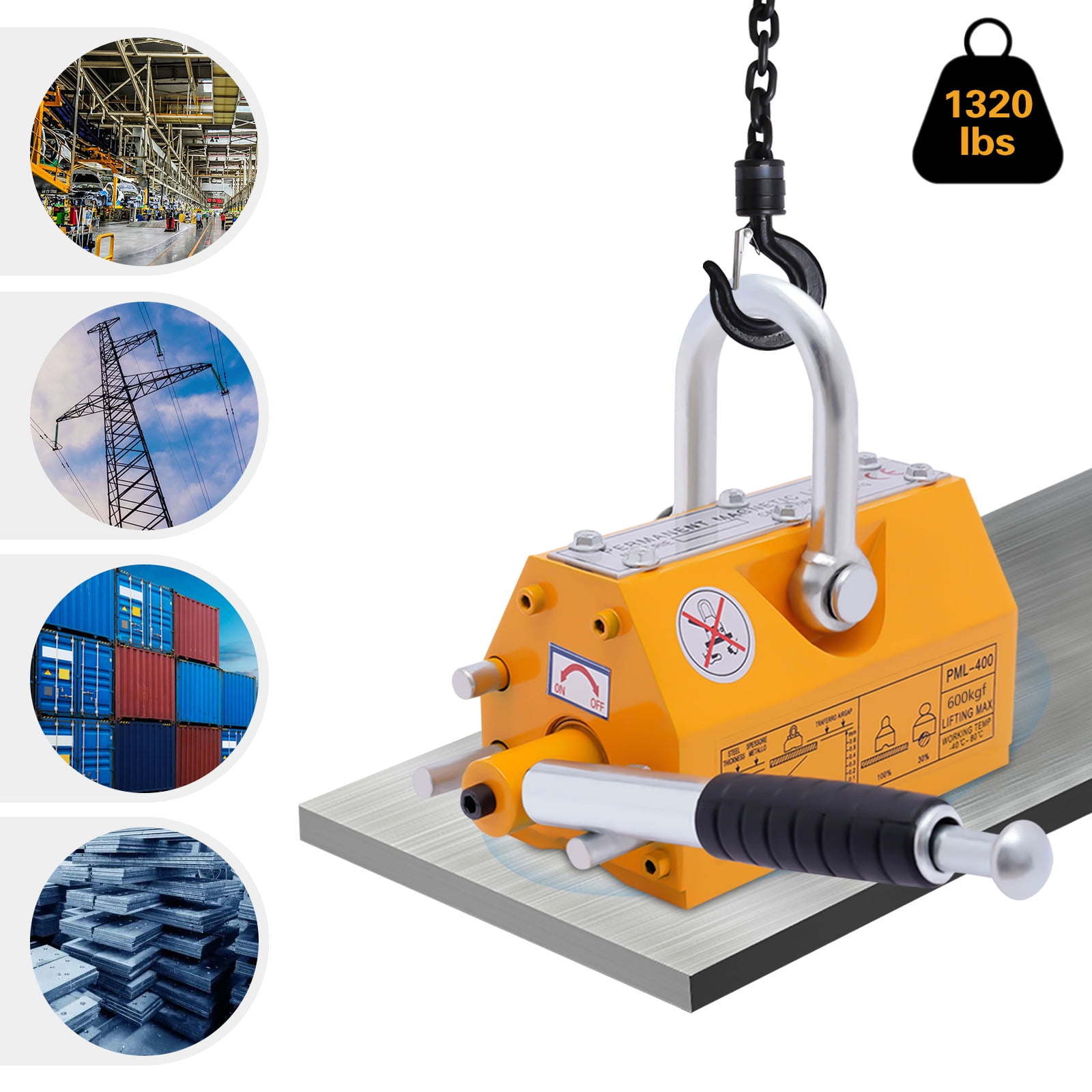 Dwellnix Steel Magnetic Lifter Metal Lifting Magnet Lift Hoist Shop ...