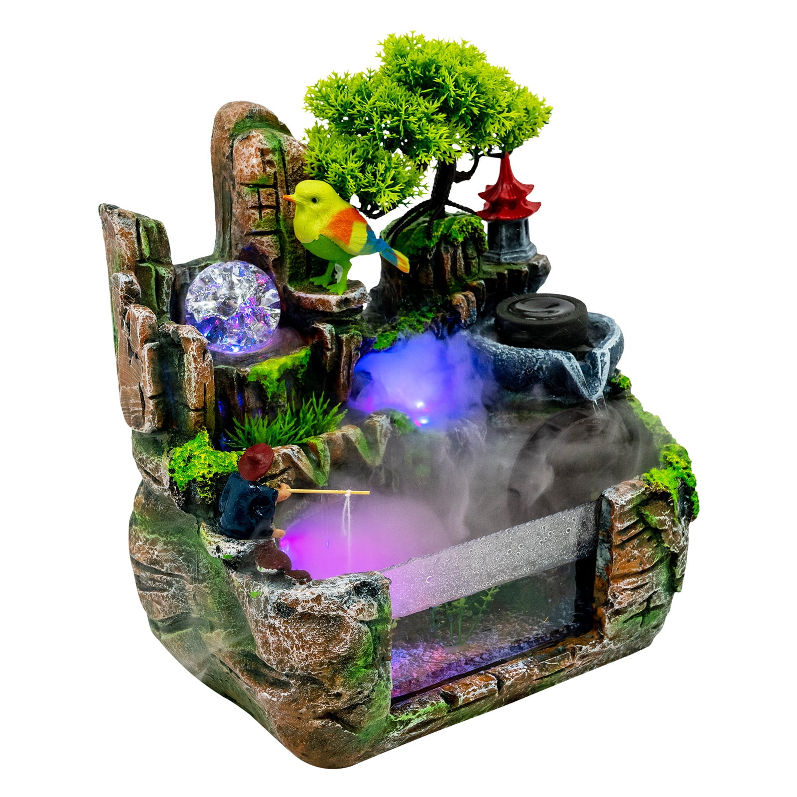 Dwellnix Tabletop Fountain, Desktop Water Feature, Multicolor LED Light ...