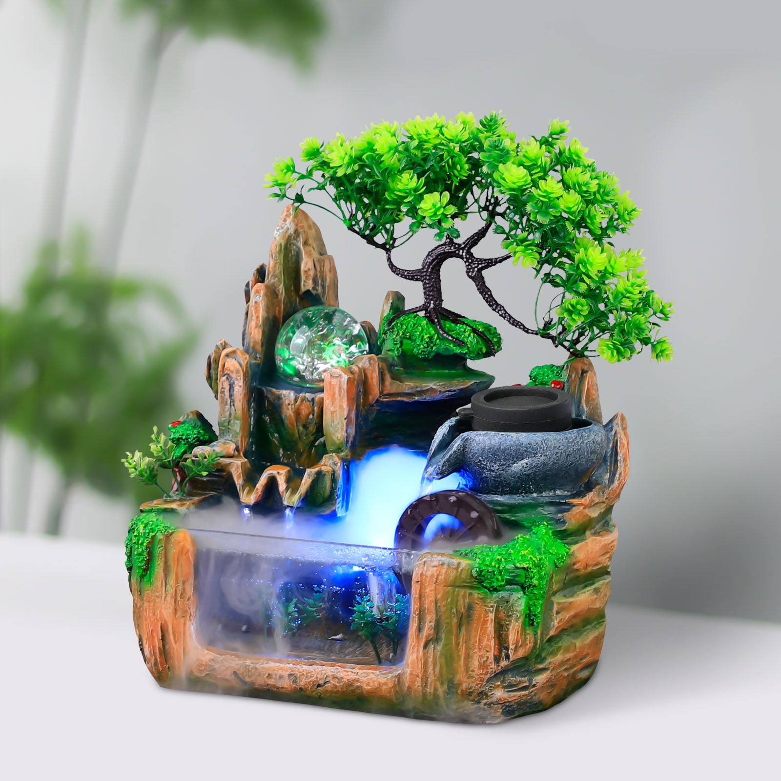 Dwellnix Tabletop Rockery Water Fountain Indoor Waterfall LED Light ...