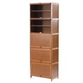 Dwellnix Tall Bamboo Shoe Storage Cabinet Shoe Storage Rack Bookshelf ...