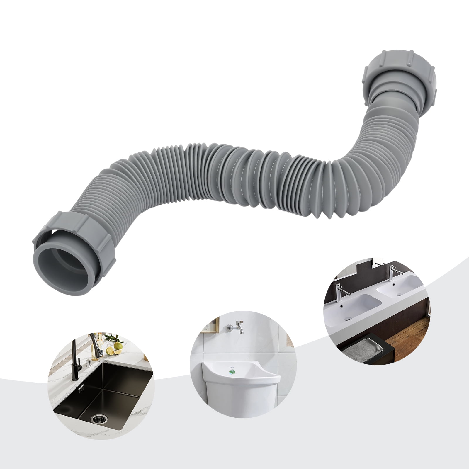 Dwellnix US Bathroom Kitchen Flexible Tube Pipe Sink Basin Water 1 1 2 ...