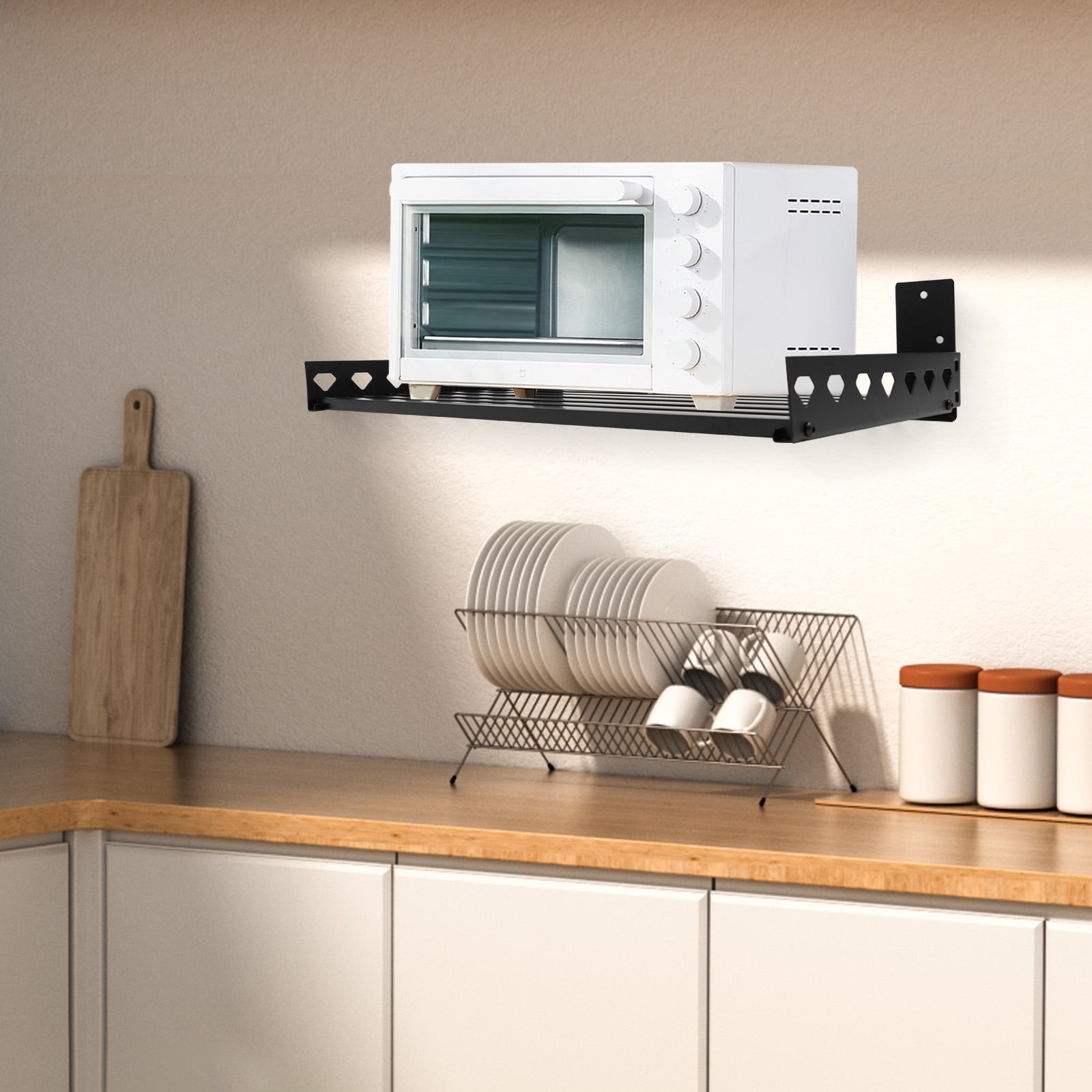 Dwellnix Wall mounted Microwave Oven Bracket Kitchen Storage Shelf Rack ...