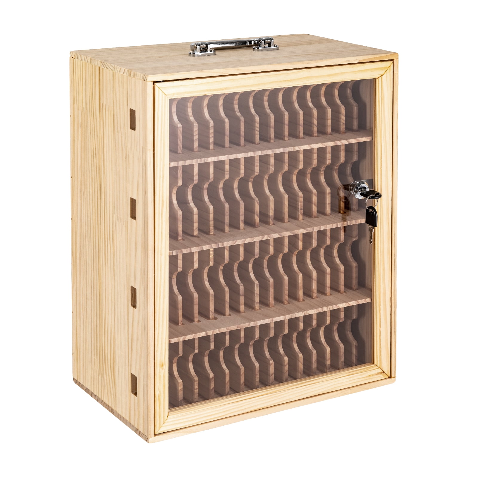Dwellnix Wood Acrylic Cell Phone Locker Box Storage Cabinet Pocket Case ...