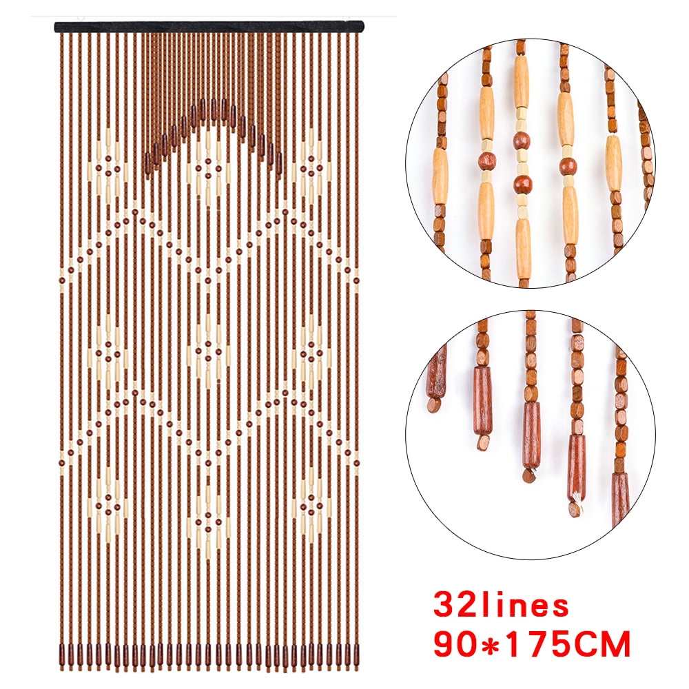Dwellnix Wooden Door Curtain Bead Fly Screen Porch Bedroom Living Room ...