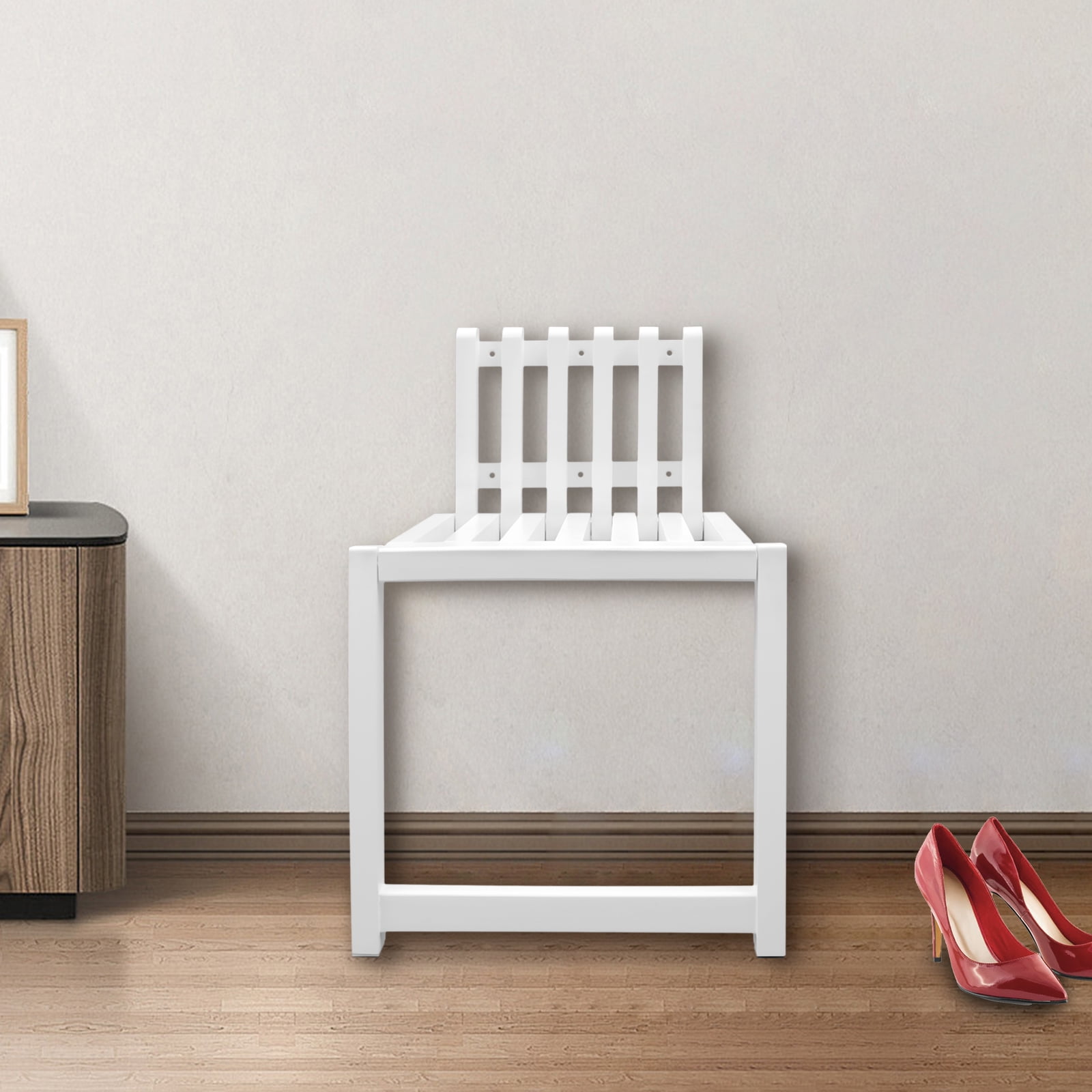 Dwellnix Wooden Shower Chair Seat Folding Bathroom Wall Mount Safe ...