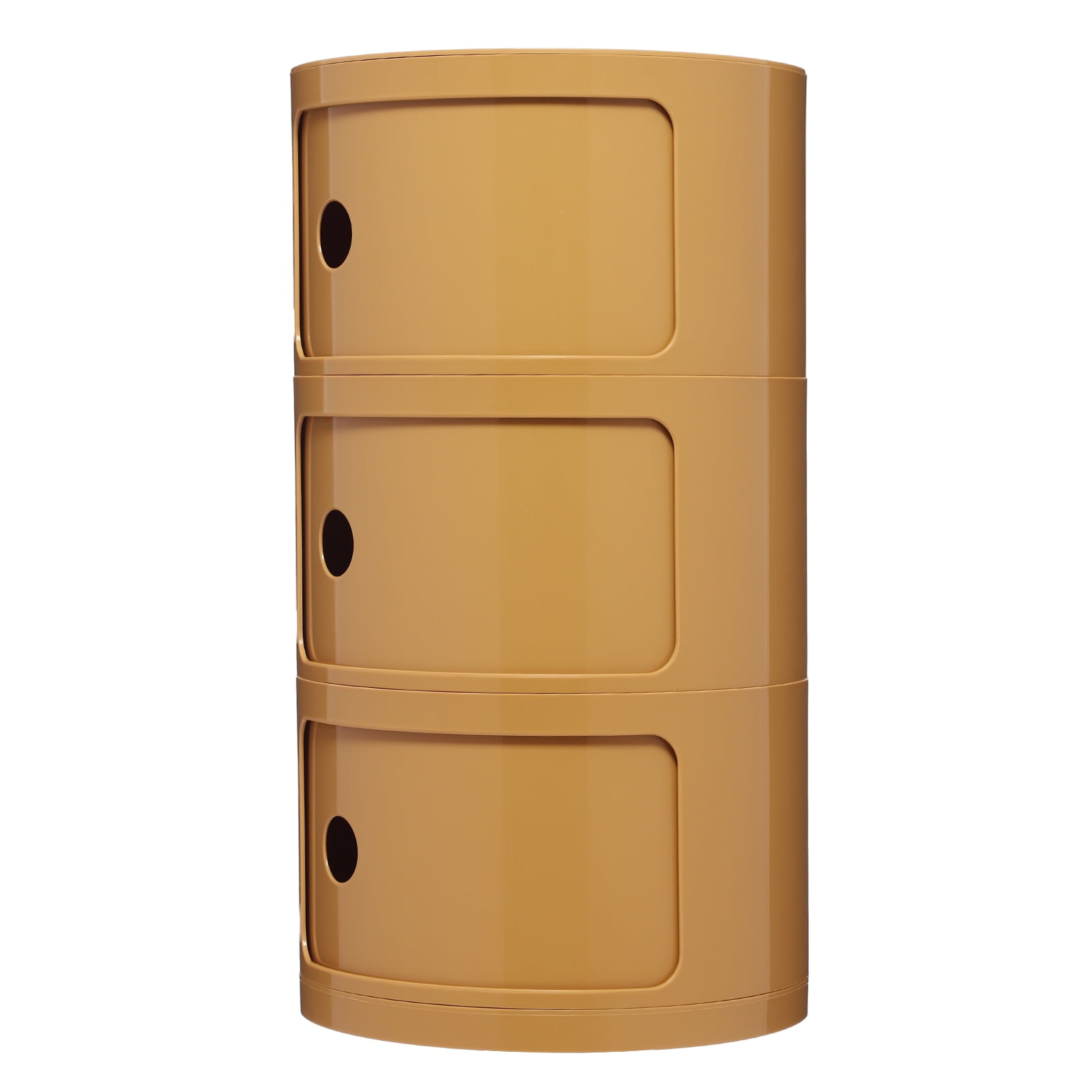 Dwellnix Yellow Round Storage Cabinet, 3-Tier Drawer Organizer with ...