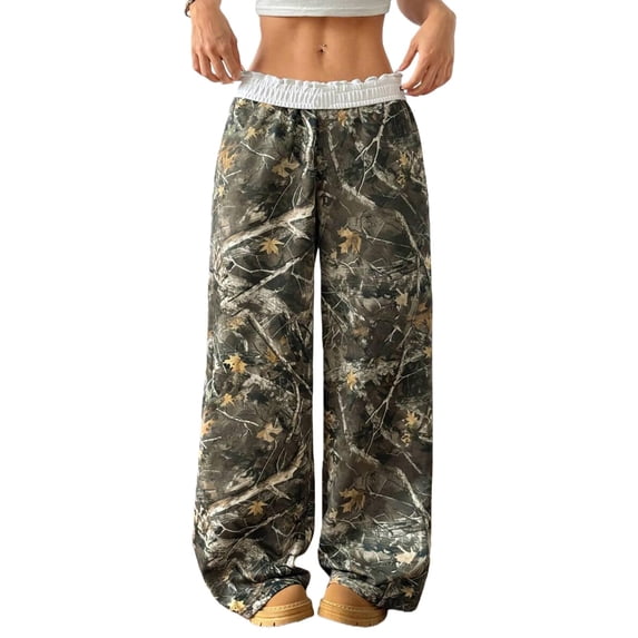 Dweltoz Girl's Camo Pants Wide Leg Baggy Athletic Joggers High Waisted ...