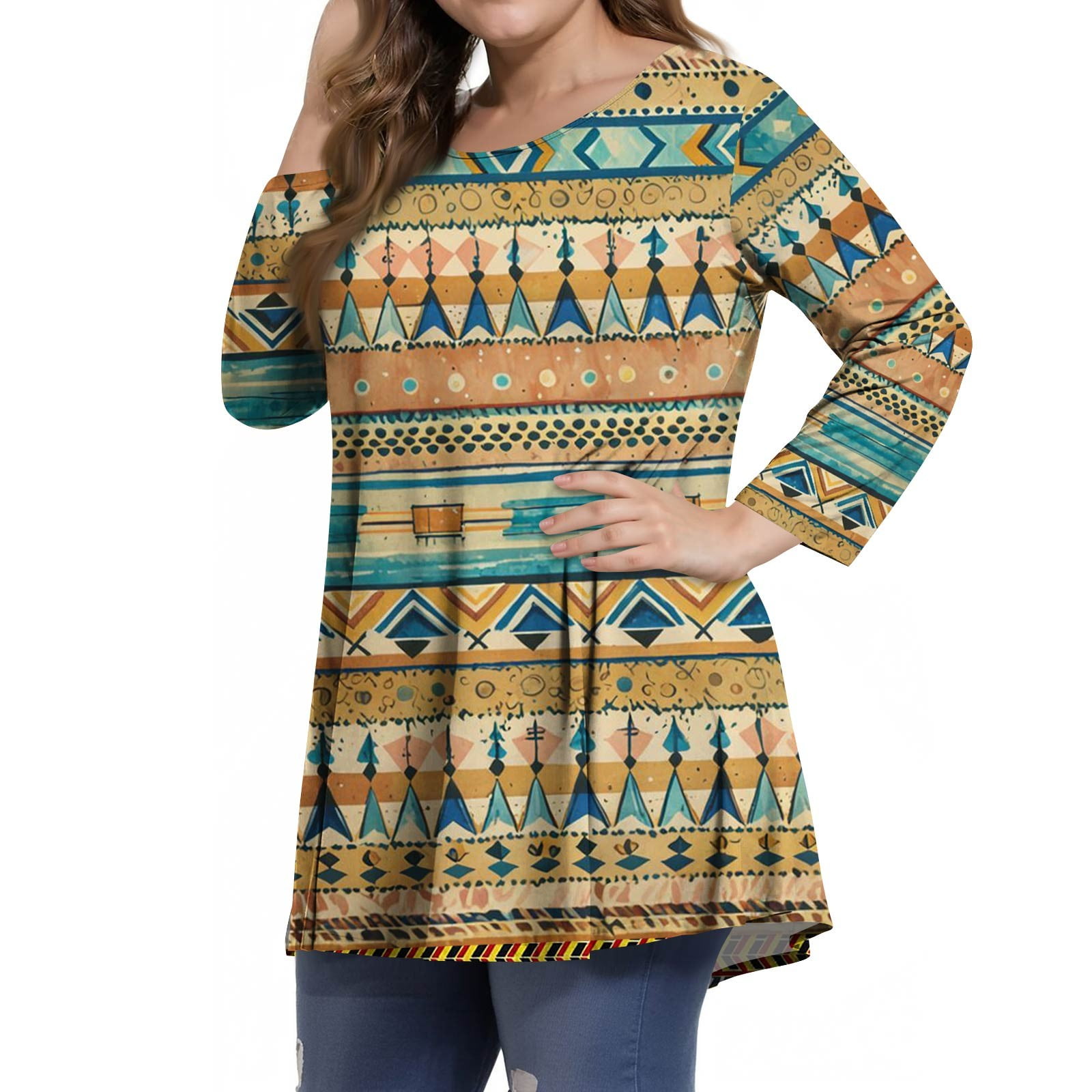 Dweltoz Plus Size Tunic Tops for Women Summer Crew Neck Tunics 3/4 ...
