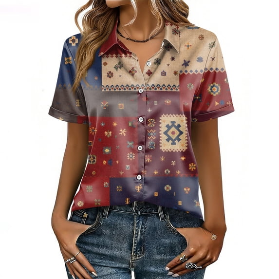 Dweltoz Women Satin Silk Button Down Shirt Silk Satin Short Sleeve Work ...