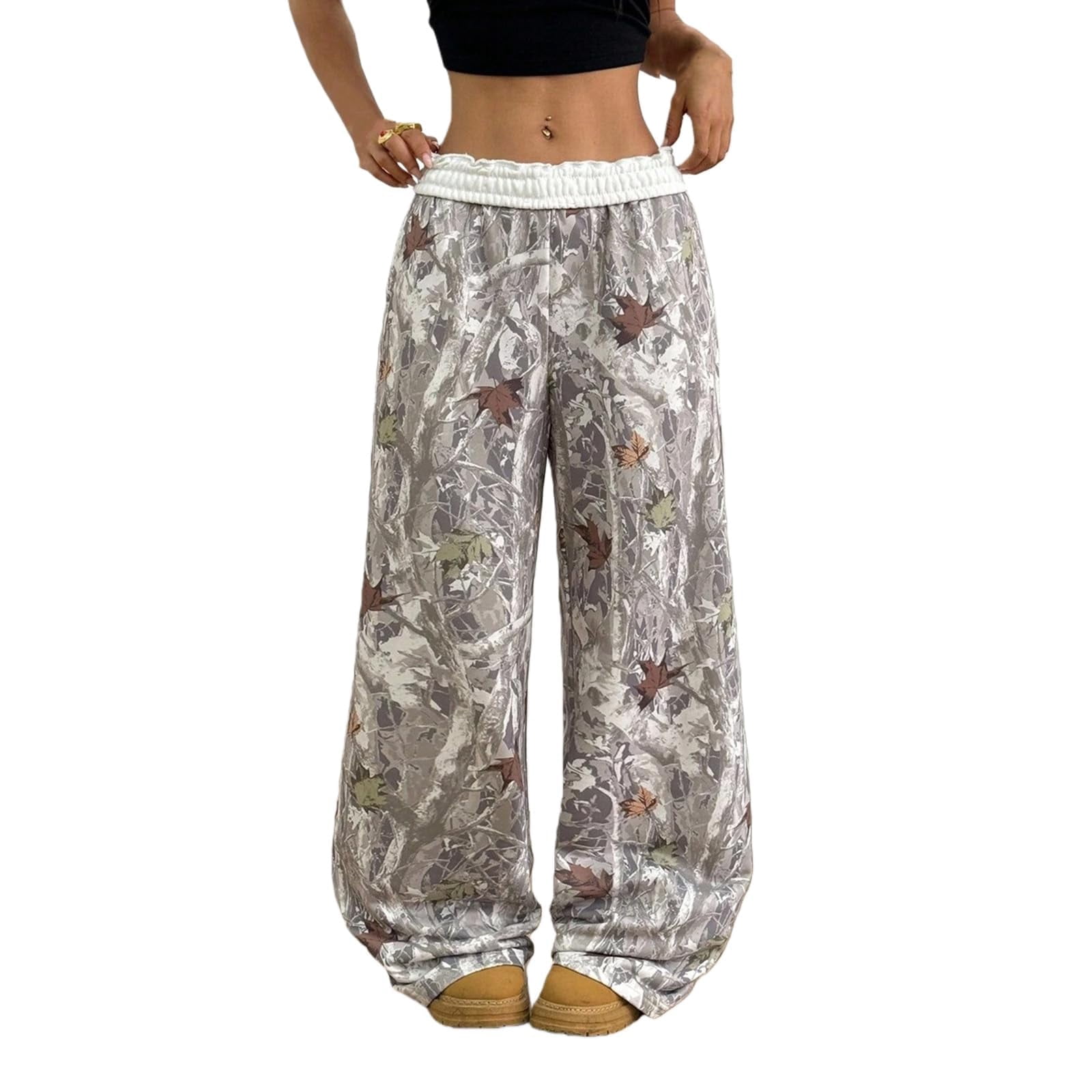 Dweltoz Women's Camo Pants Wide Leg Loose Fit Athletic Joggers High ...