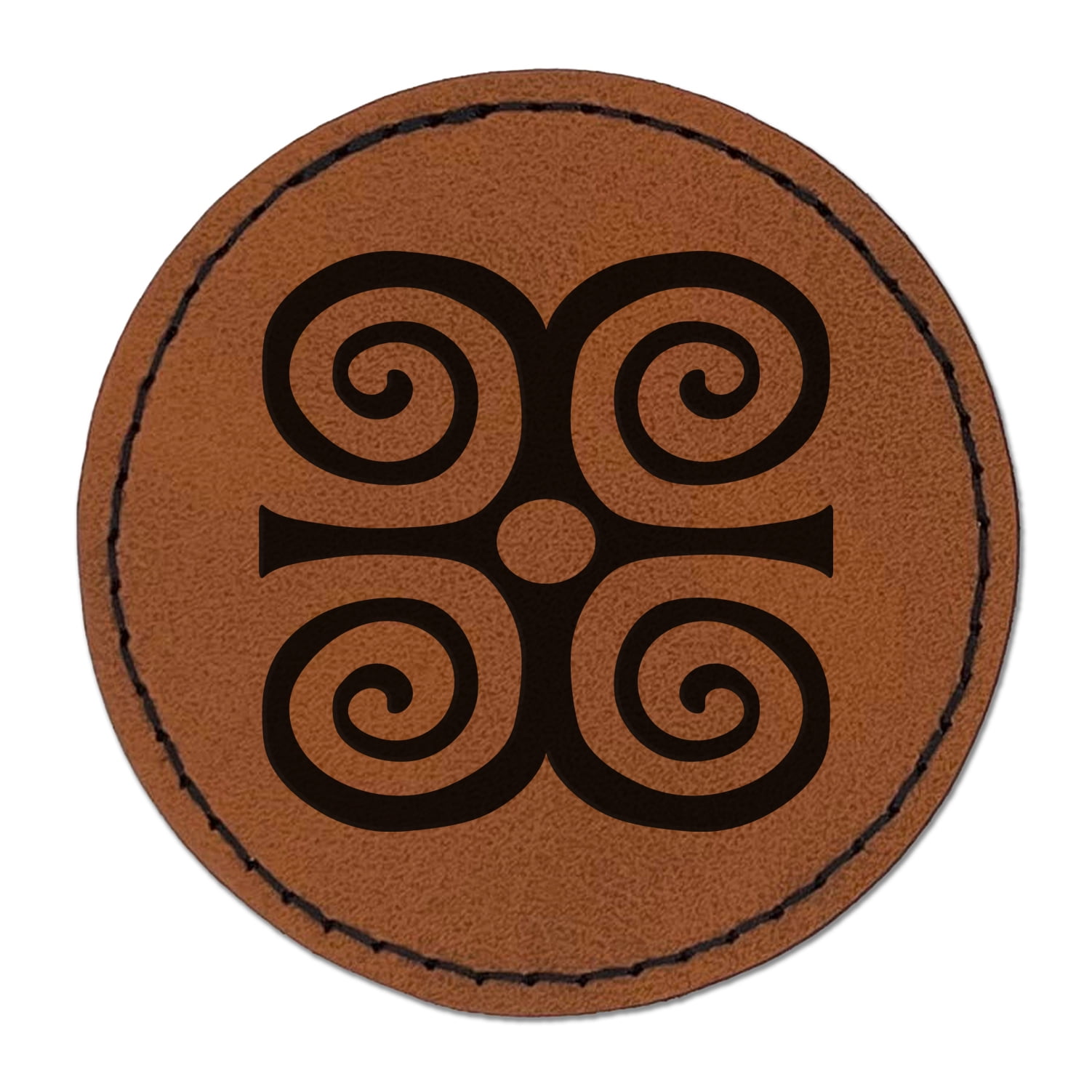 Dwennimmen Adinkra African Strength Humbleness 2.5" Faux Leather Round ...